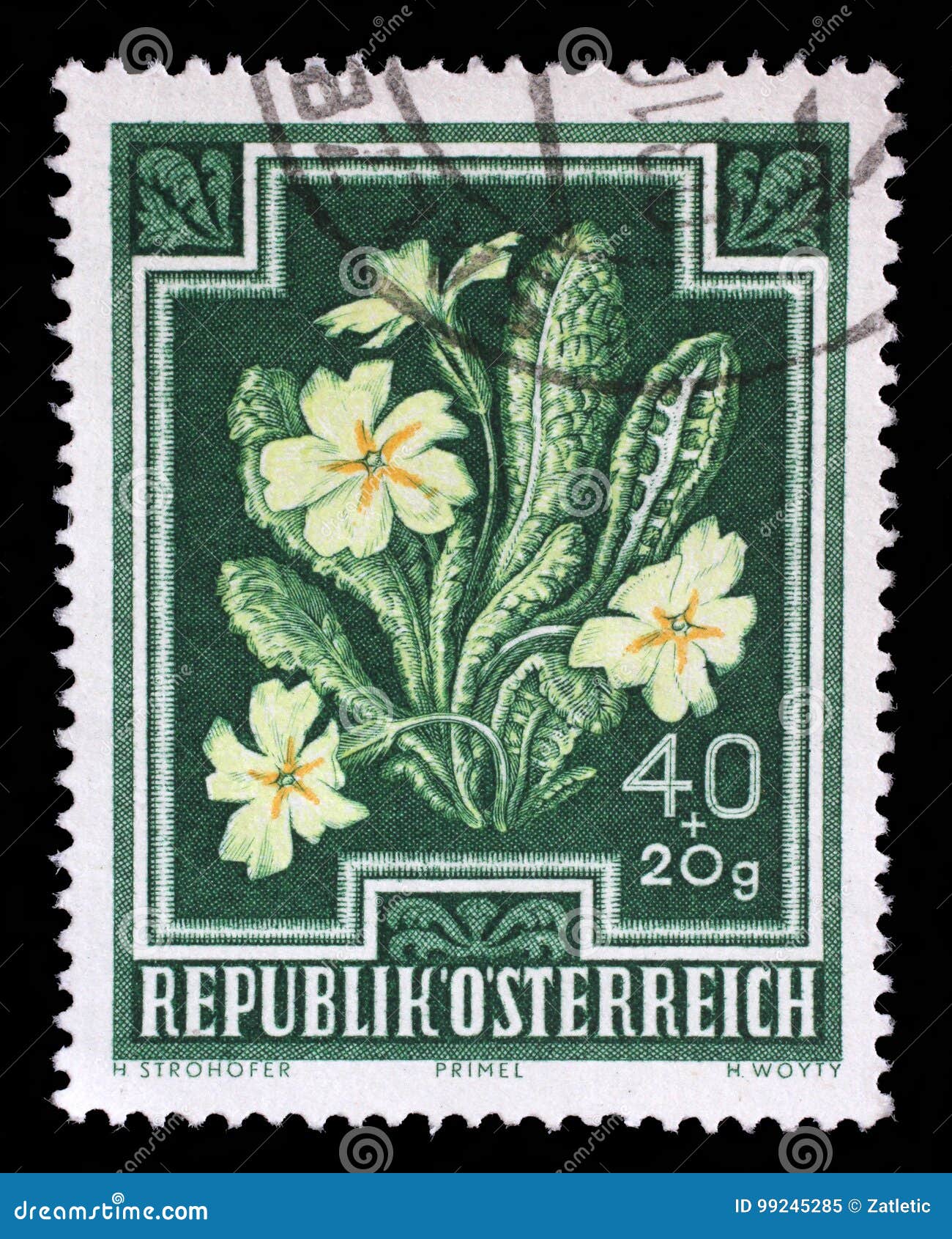 Stamp Printed by Austria, Shows Primrose Primula Vulgaris Editorial ...