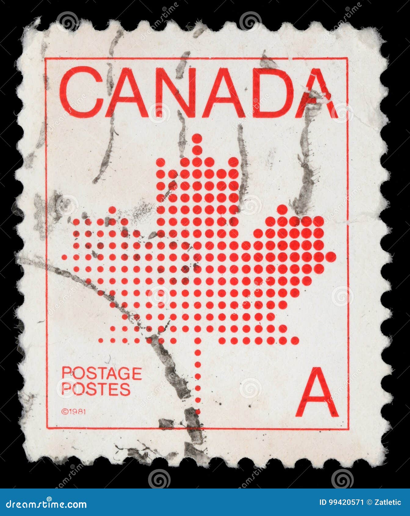 Stamp Printed in Canada Shows Maple Leaf, a Symbol of Canada Editorial ...