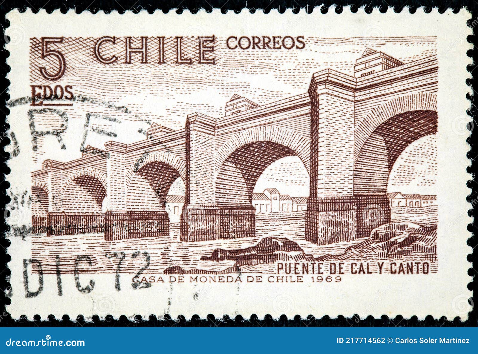 Stamp Printed in Chile Shows First Large Bridge Cal Y Canto Over ...