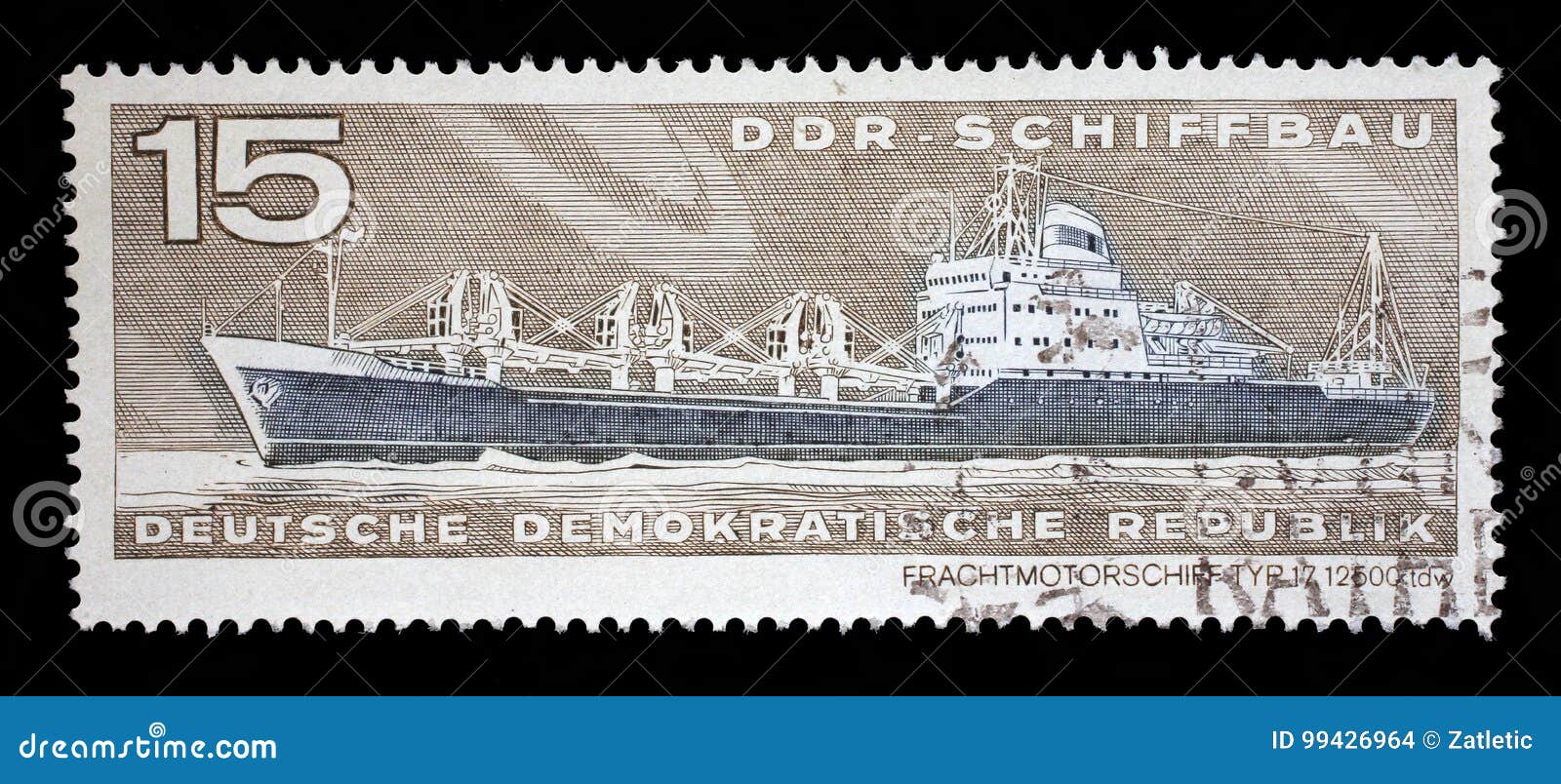 Stamp Printed in GDR Shows Container Cargo Ship Type 17 12500 Tdw ...