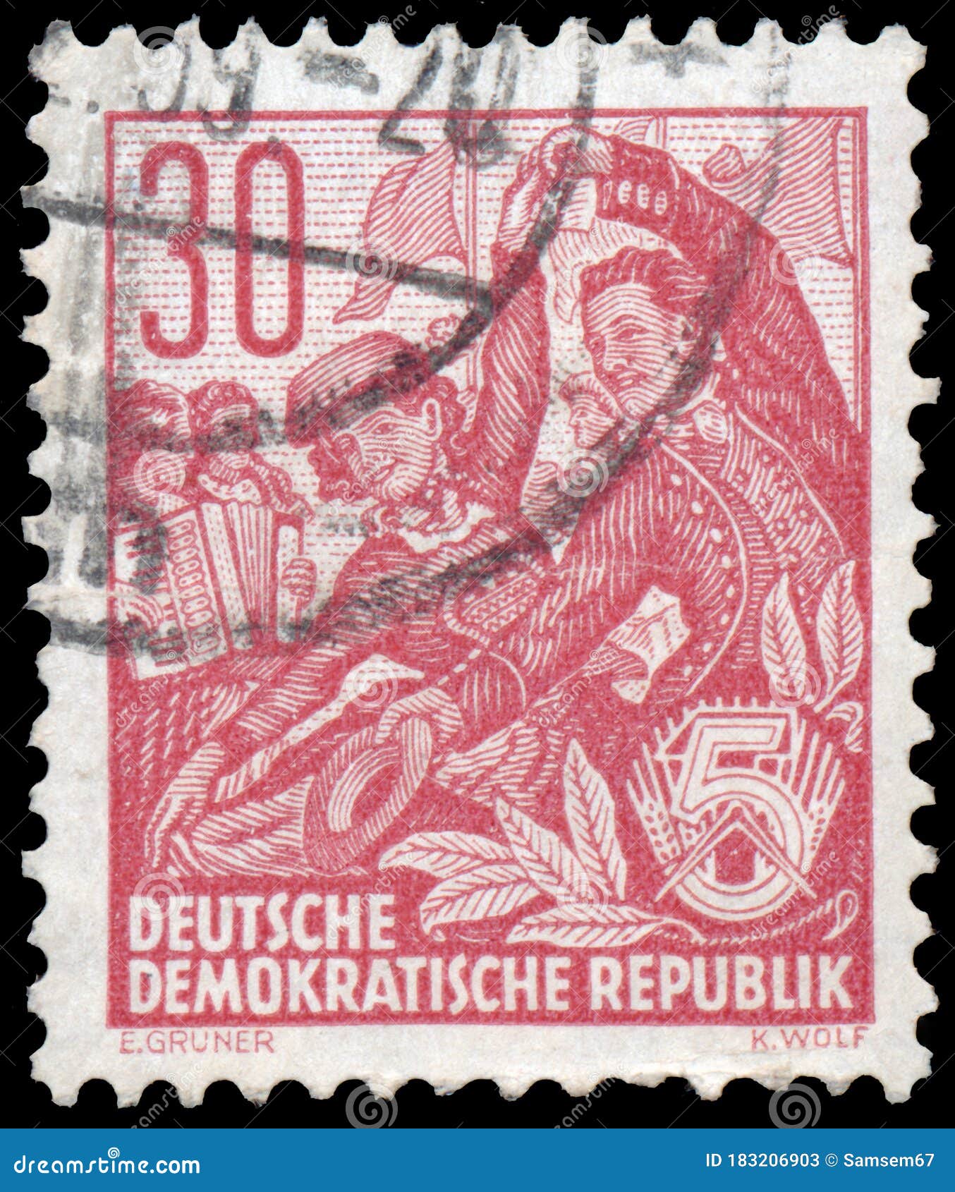 Stamp Printed in GDR, Shows a Folk Dance Group Editorial Stock Photo ...