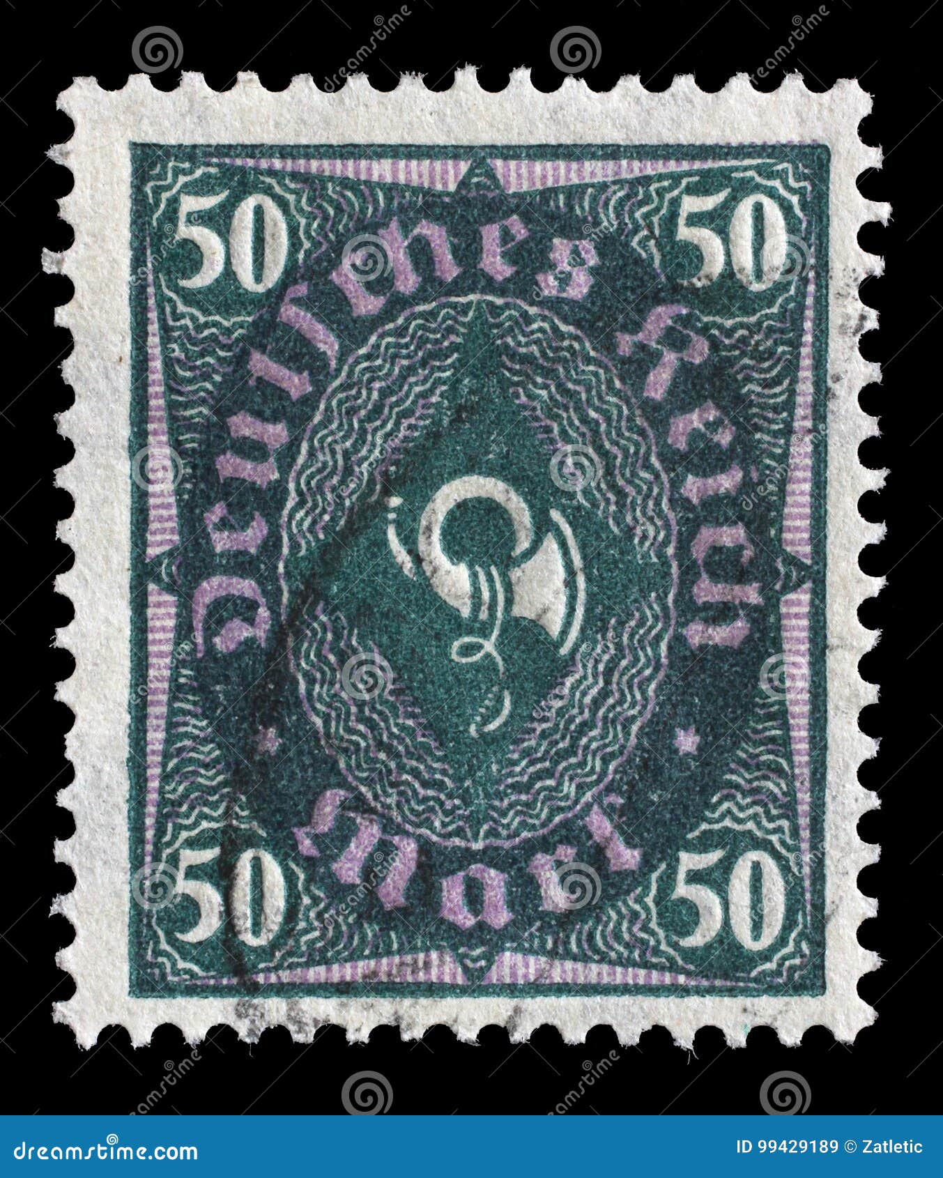 Stamp Printed in Germany Shows a Post Horn Editorial Stock Image ...