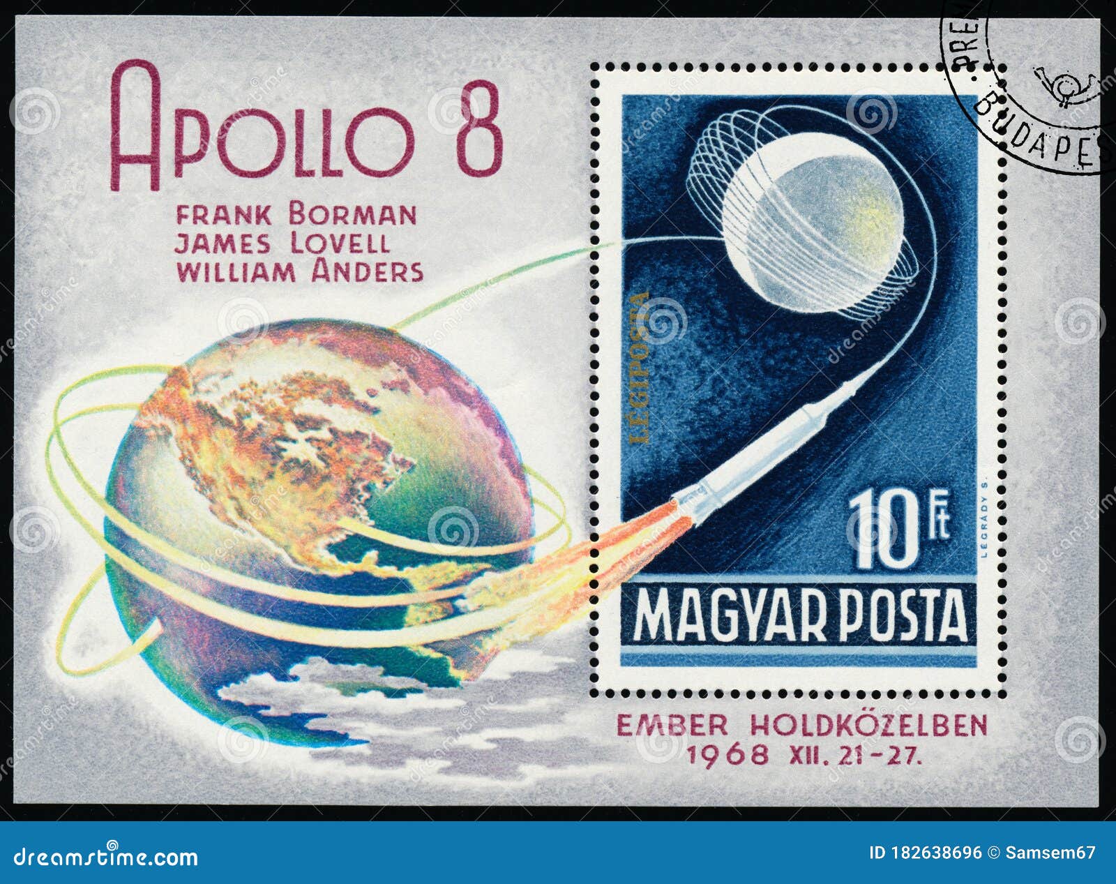 Stamp Printed in Hungary Shows Apollo 8 Editorial Photo - Image of ...
