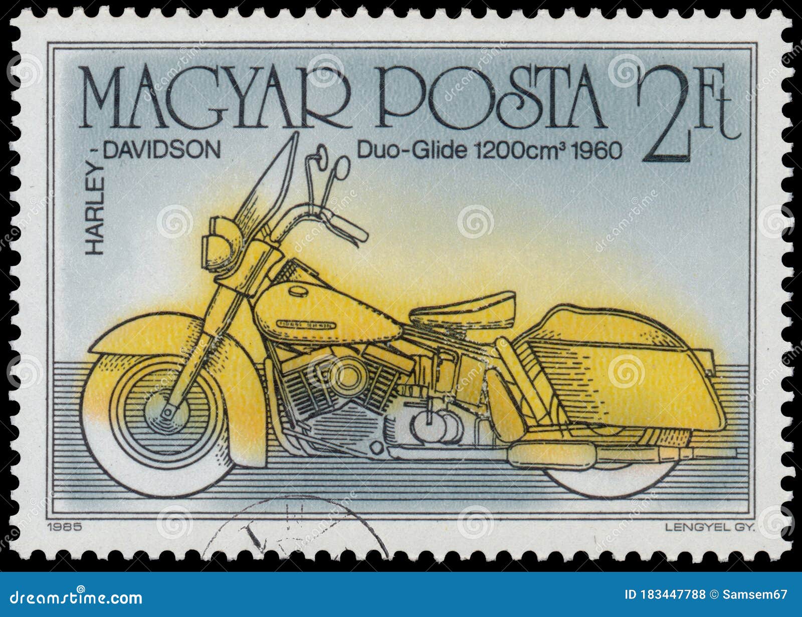 Stamp Printed in Hungary Shows Harley-Davidson Duo-Glide Editorial ...