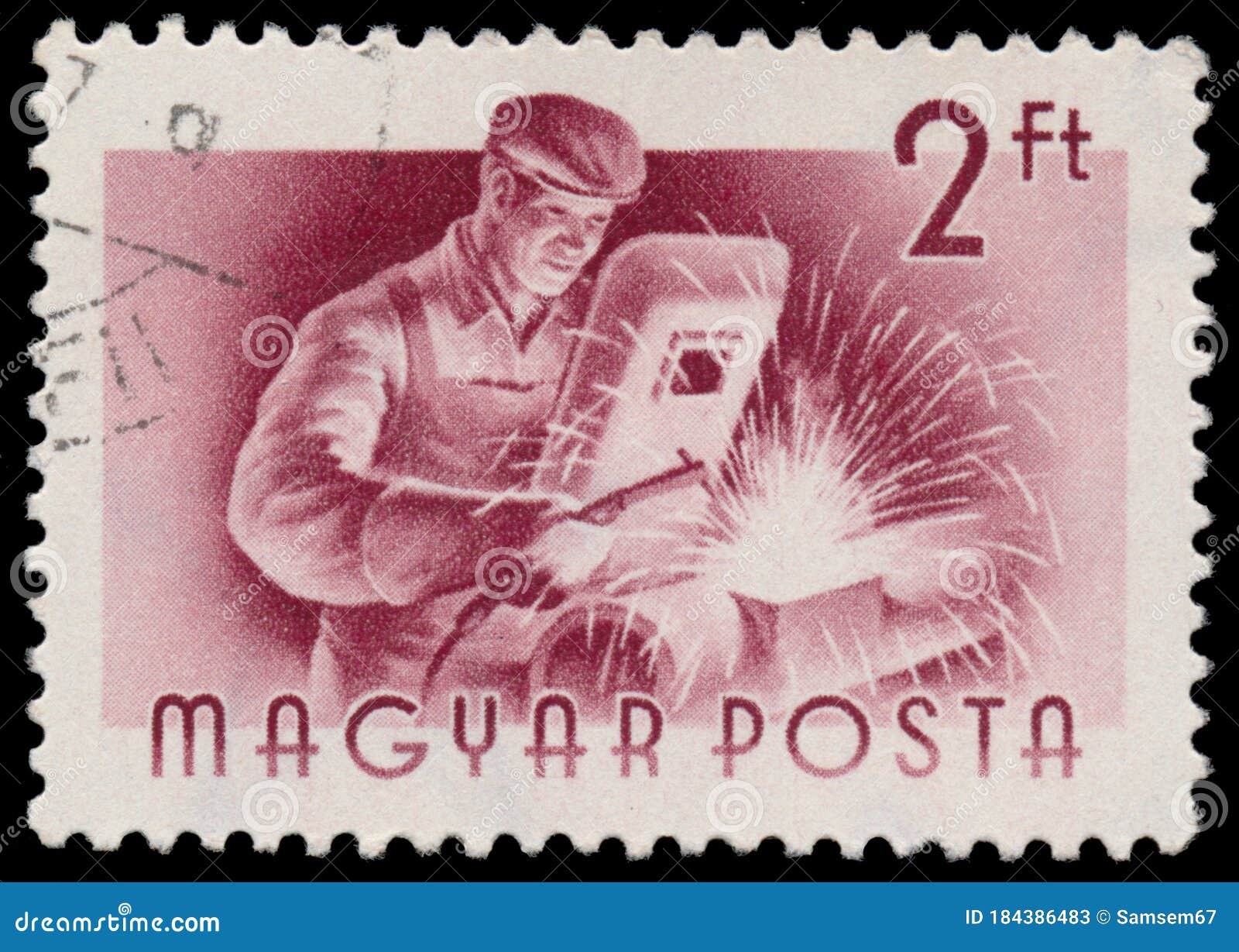 Stamp Printed in Hungary, Shows Welder Editorial Stock Photo - Image of ...