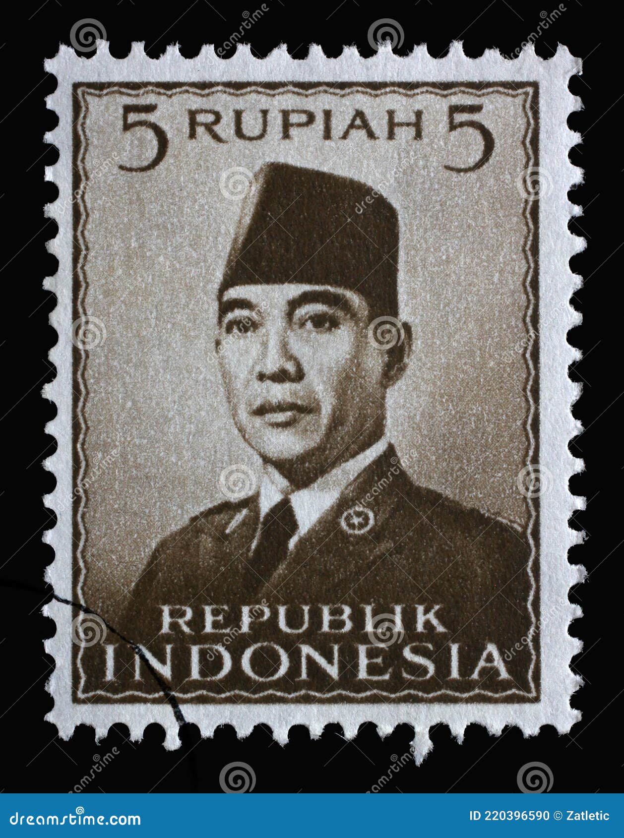 Stamp Printed in Indonesia Shows the First President of Indonesia ...