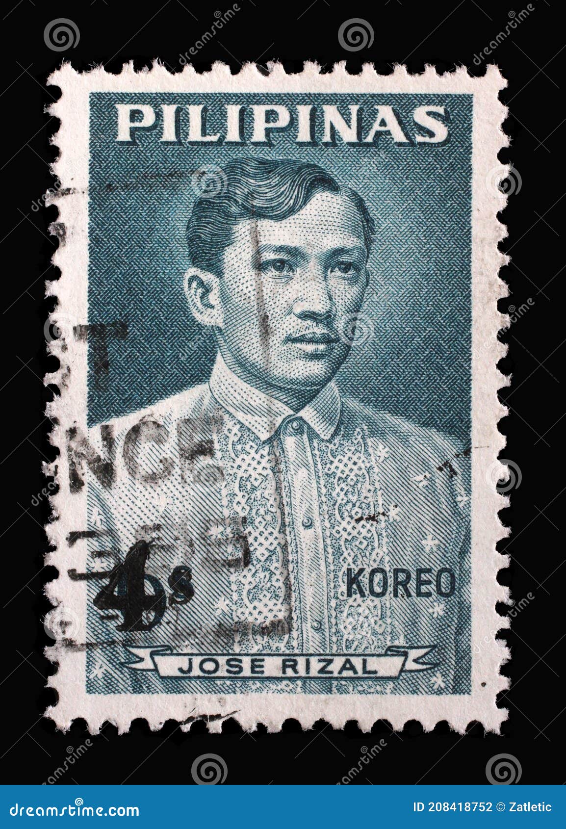 Stamp Printed in Philippines Shows Jose Rizal 1861-1896overprint 4c on ...