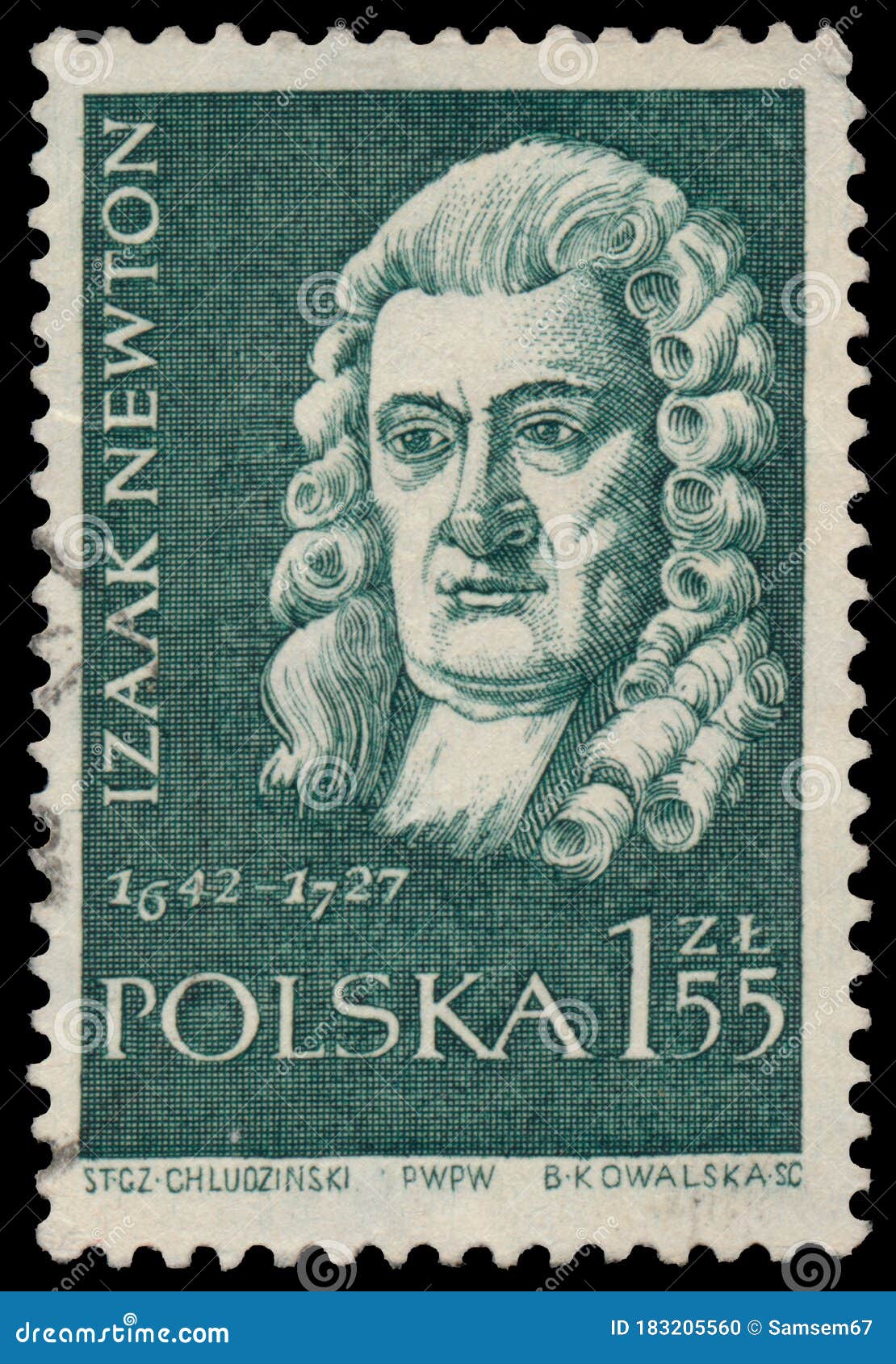 Stamp Printed in Poland Shows Isaac Newton Editorial Image - Image of ...