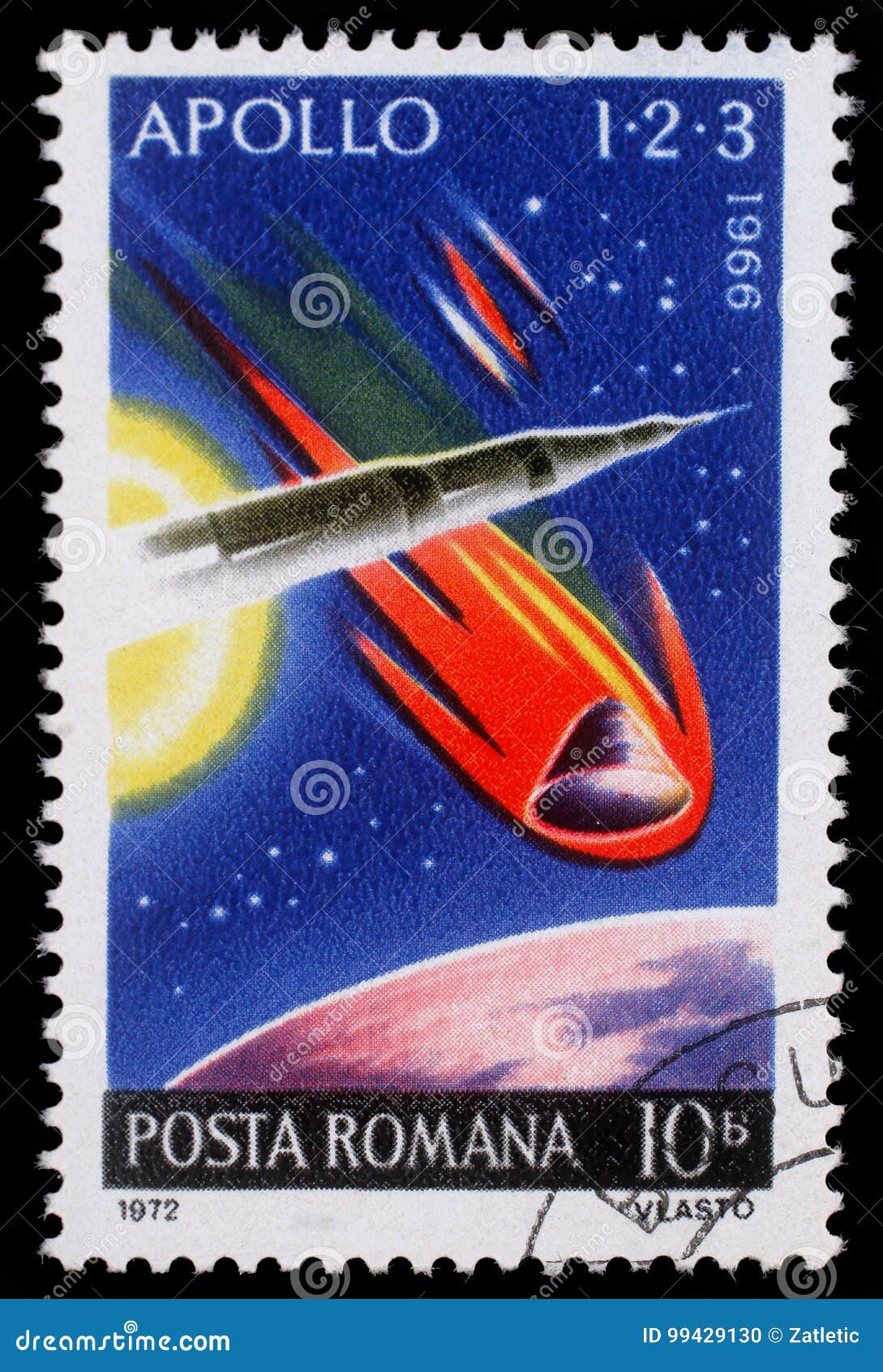Stamp Printed in the Romania Shows Apollo 1, 2 and 3, Highlights of US ...