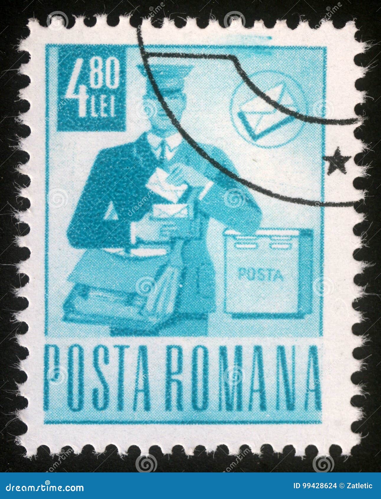 Stamp Printed in Romania Shows Postman Editorial Stock Image - Image of ...