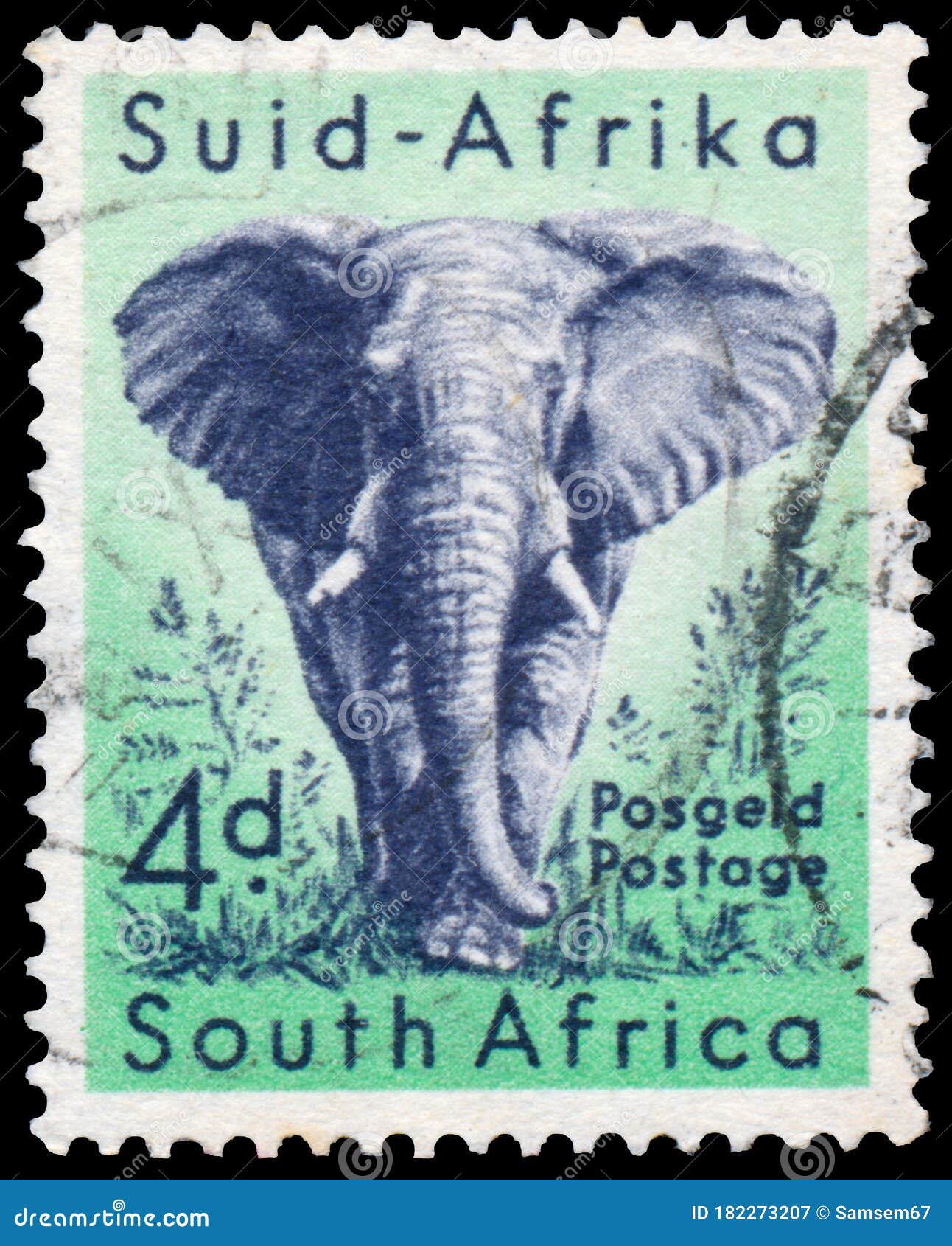 Stamp Printed in the South Africa Shows the African Elephant Editorial ... Stamp Printed in the South Africa Shows the African Elephant Editorial ...
