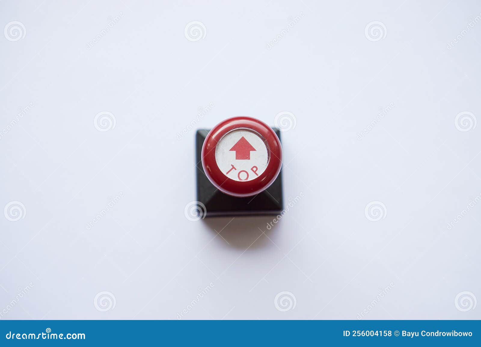Stamp with Red Handle, Arrow and Top Words Stock Photo - Image of ...