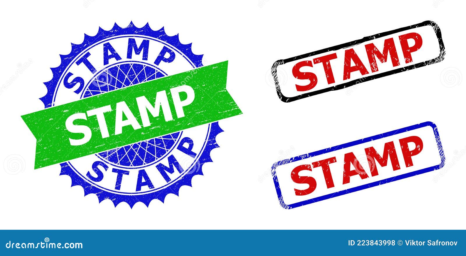 Stamp Rosette And Rectangle Bicolor Stamp Seals With Corroded Styles