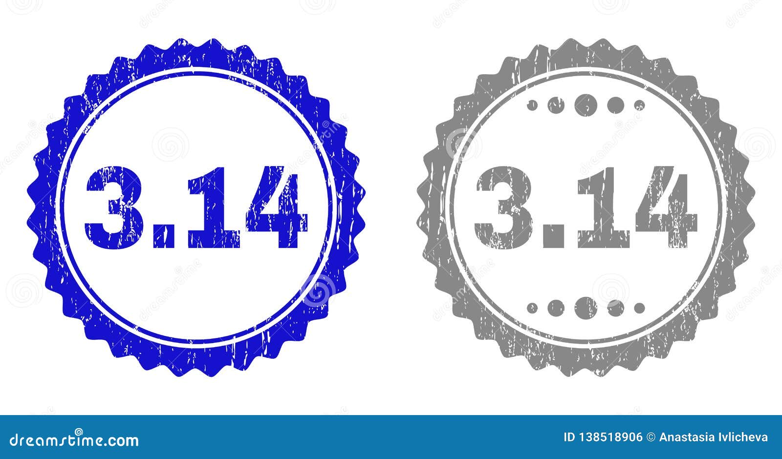 Textured 3.14 Grunge Watermarks with Ribbon Stock Vector - Illustration ...