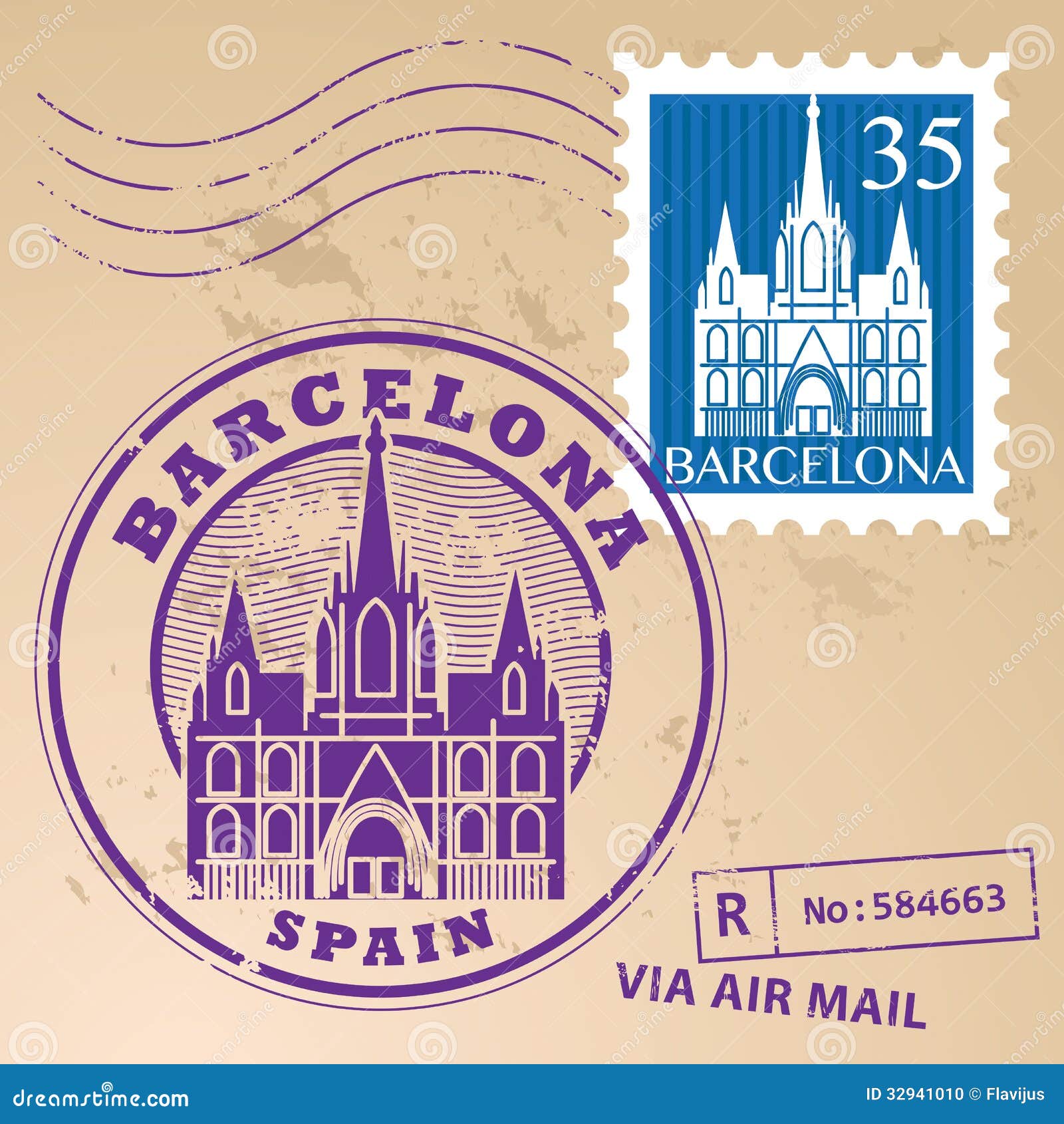 Stamp Set Barcelona Stock Photo - Image: 32941010