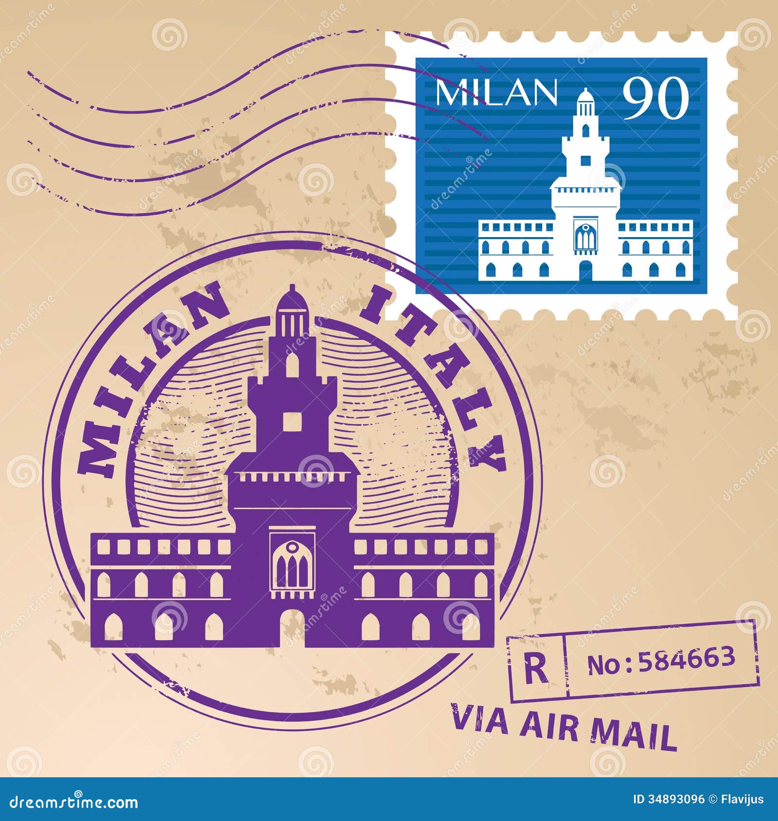 Stamp set Milan stock vector. Illustration of medieval - 34893096