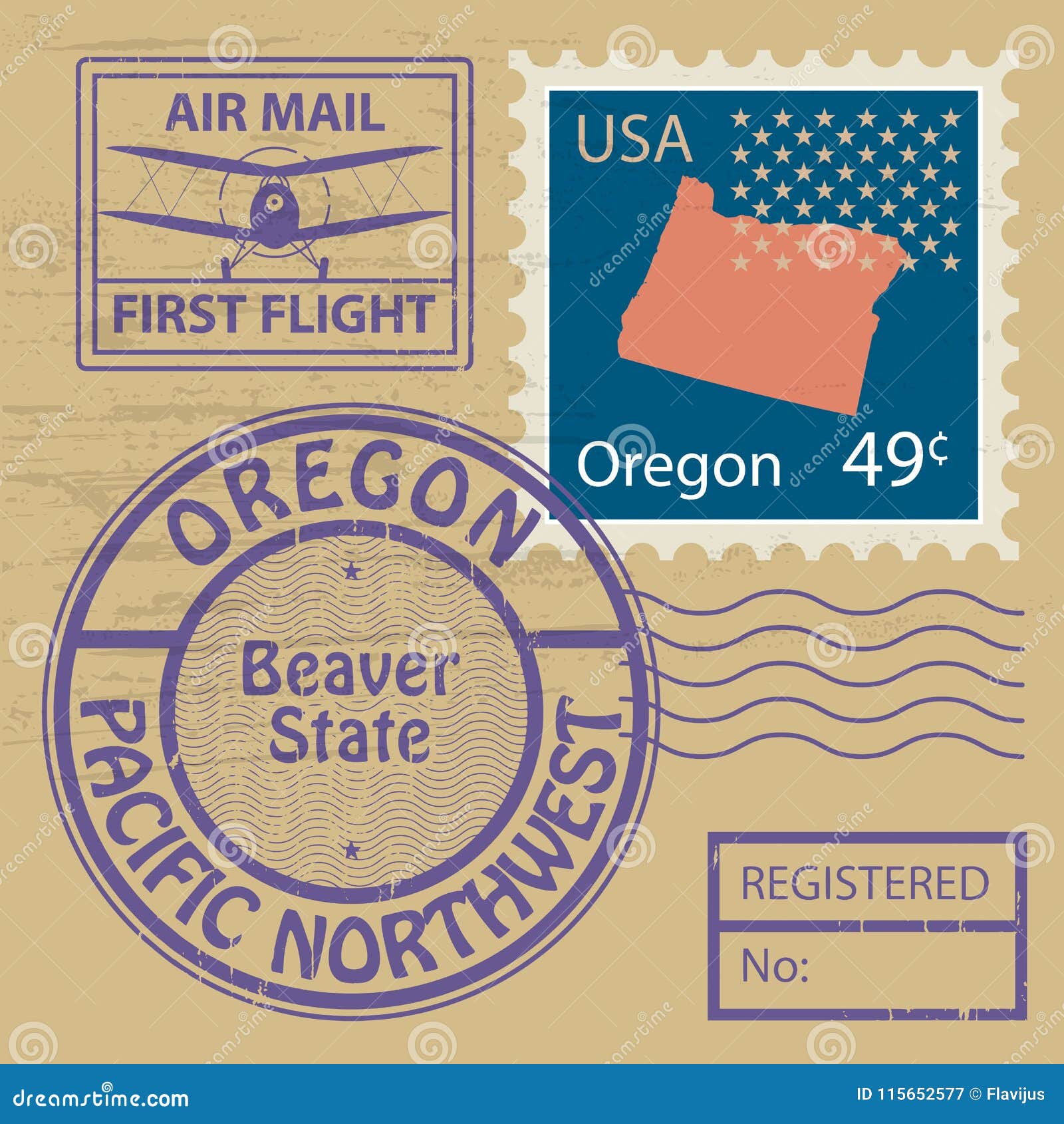 Stamp Set with Name of Oregon Stock Vector - Illustration of postmark ...
