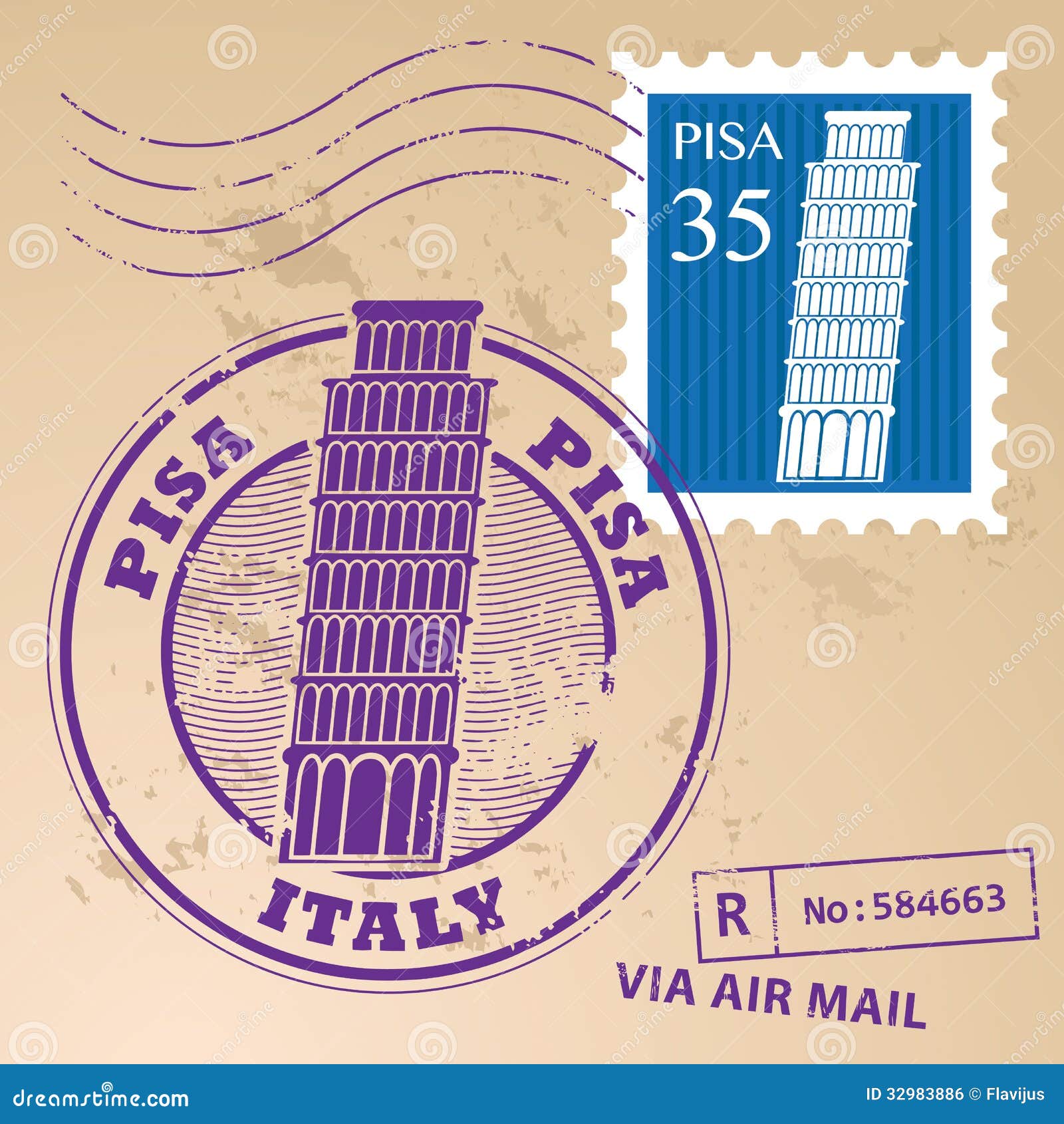 Stamp set Pisa stock vector. Illustration of damaged - 32983886