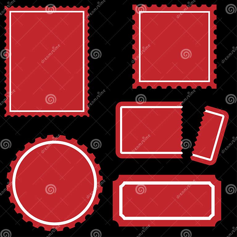 Stamp Set - Red stock vector. Illustration of stamp, square - 10245194