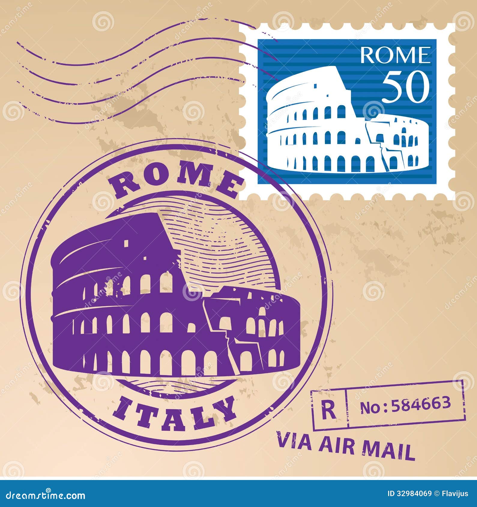 Stamp set Rome stock vector. Illustration of famous, colosseum - 32984069
