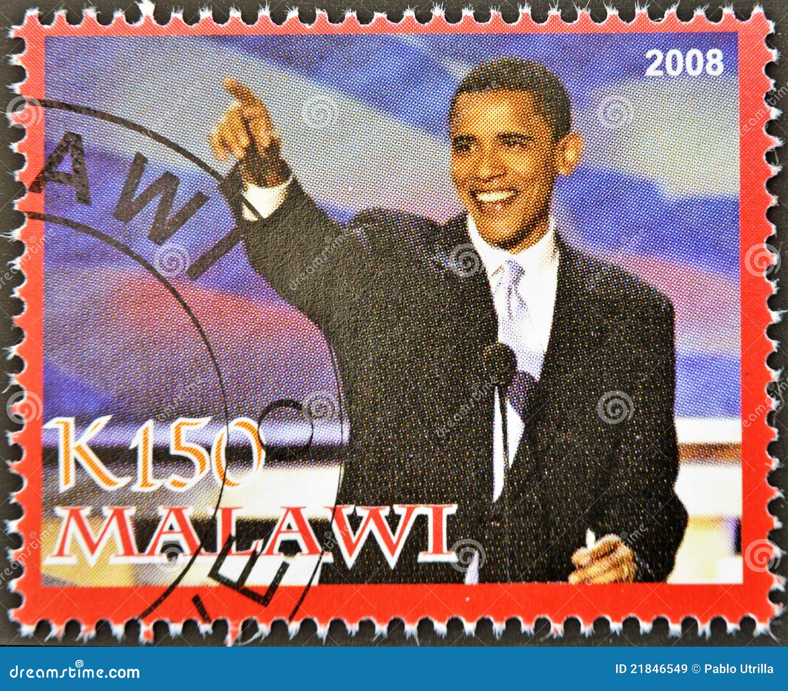 Stamp shows Barack Obama editorial stock image. Image of american ...