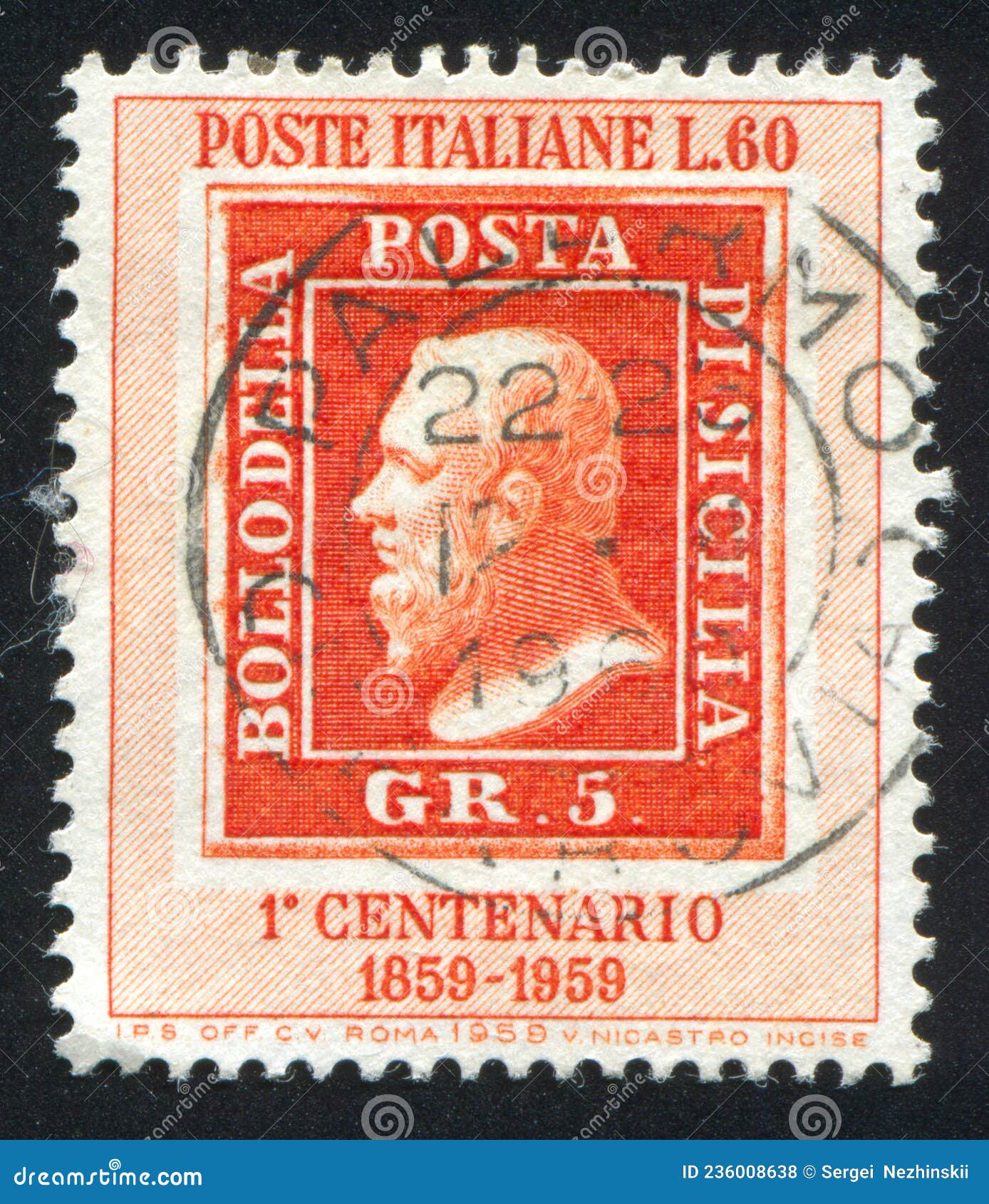 Stamp of Sicily editorial stock photo. Image of head - 236008638