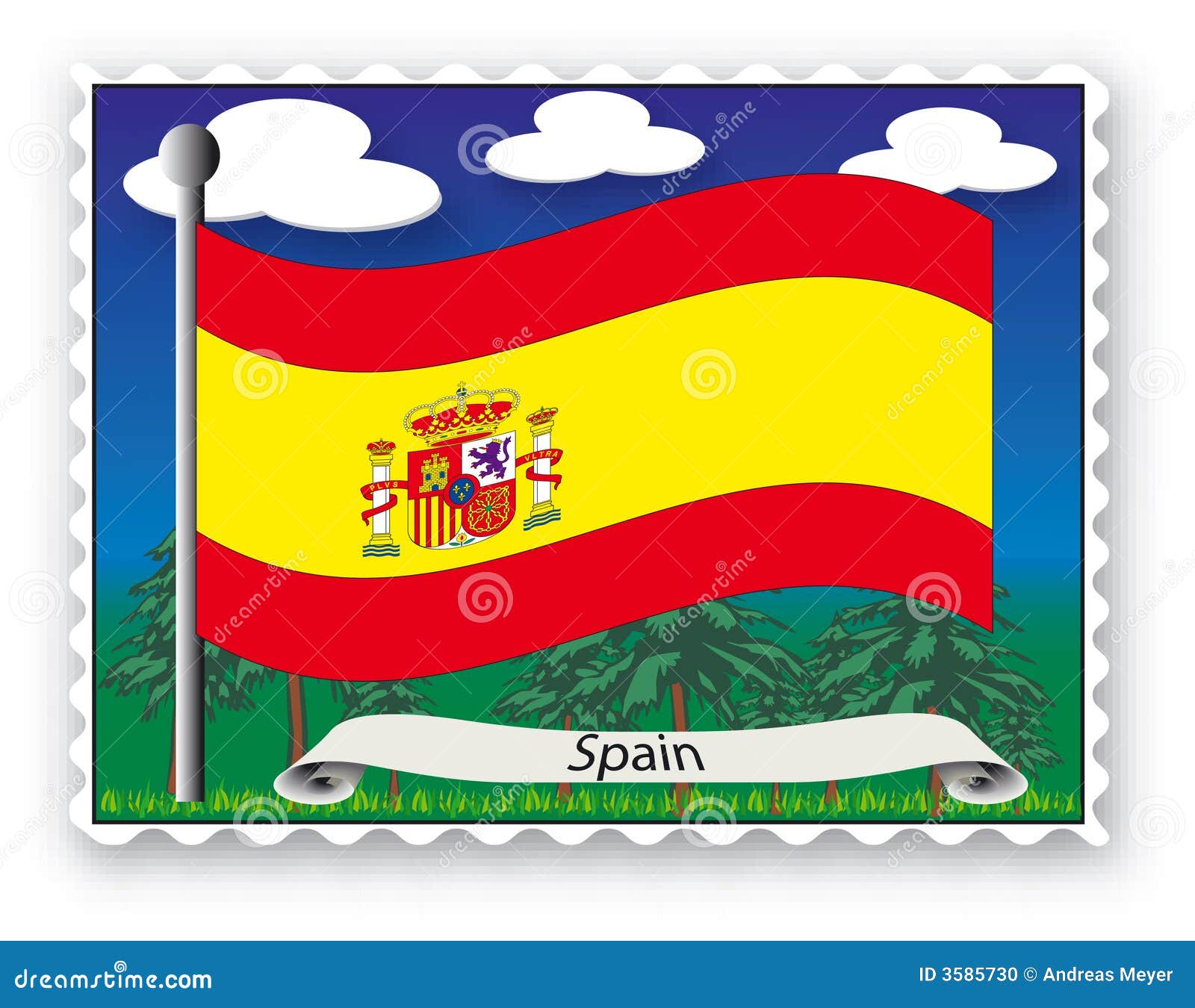 Stamp Spain stock vector. Illustration of round, clip - 3585730