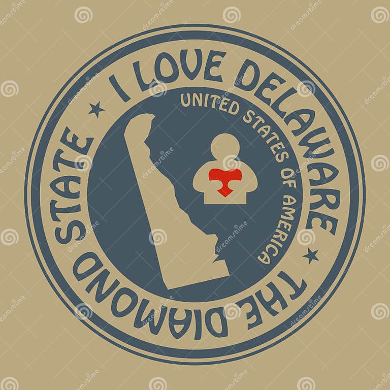 Stamp with Text I Love Delaware Inside Stock Vector - Illustration of ...