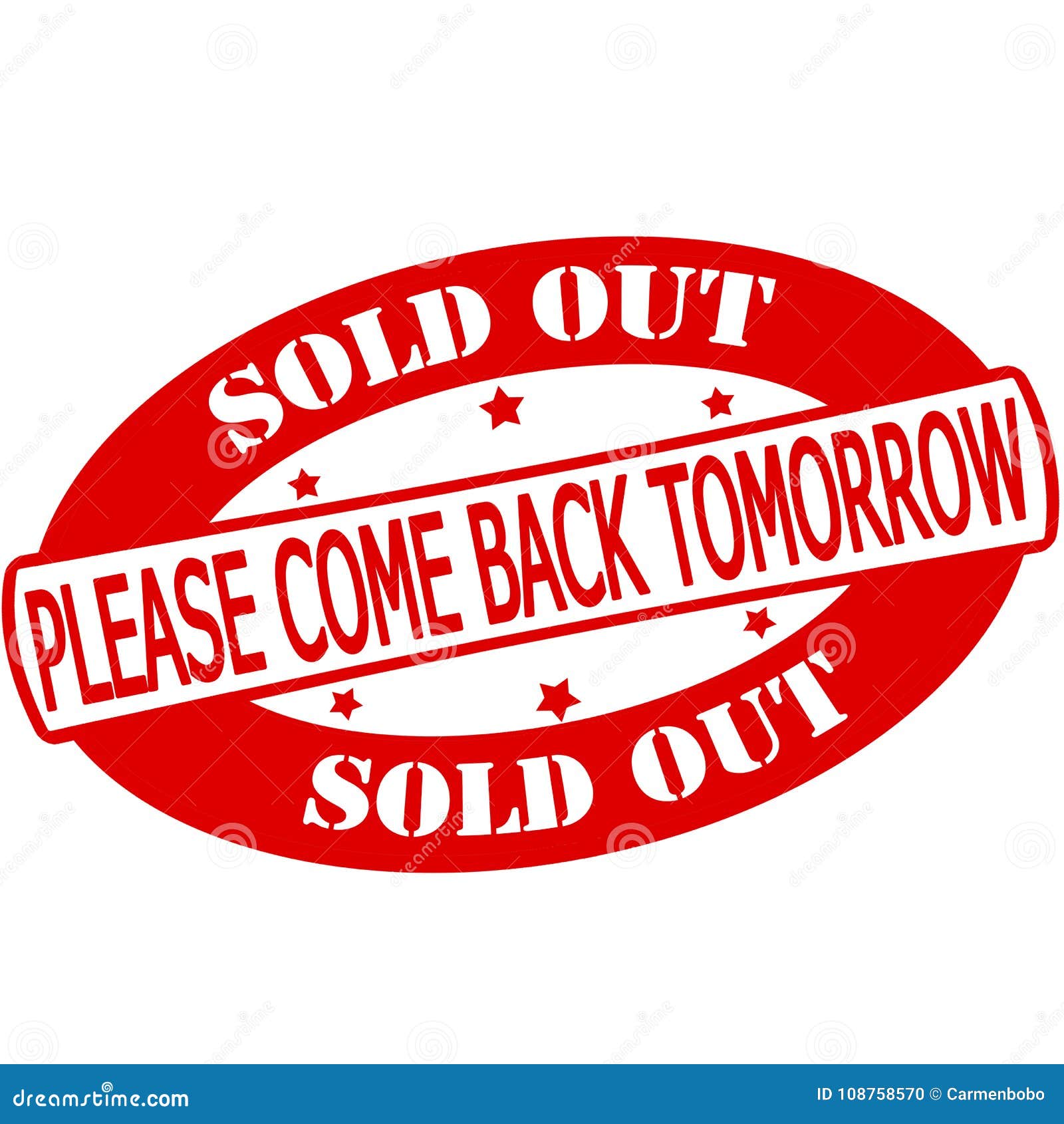 Please come back tomorow stock illustration. Illustration of oval ...