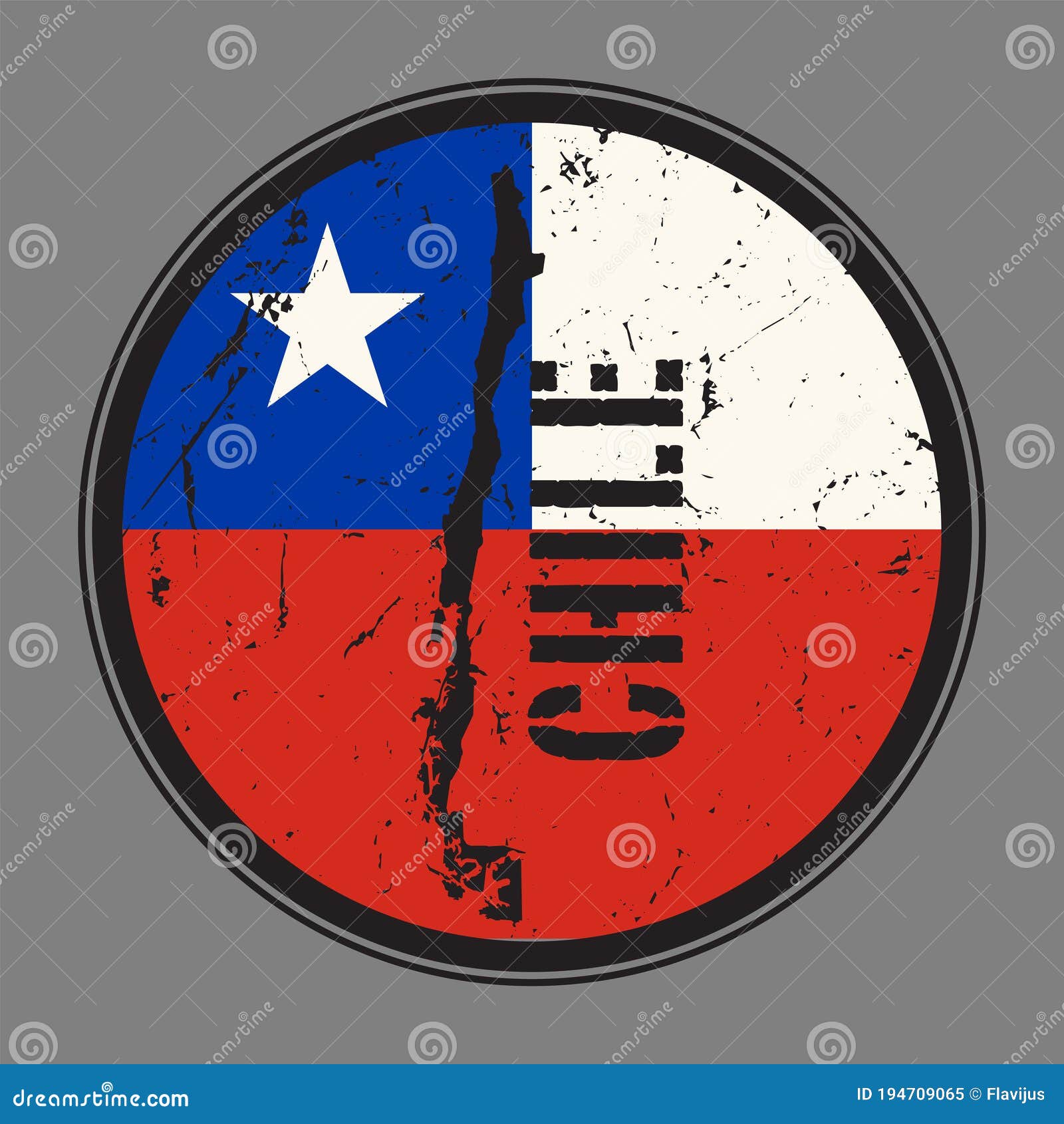 Stamp or Vintage Emblem with Chile Map and Flag Stock Vector ...