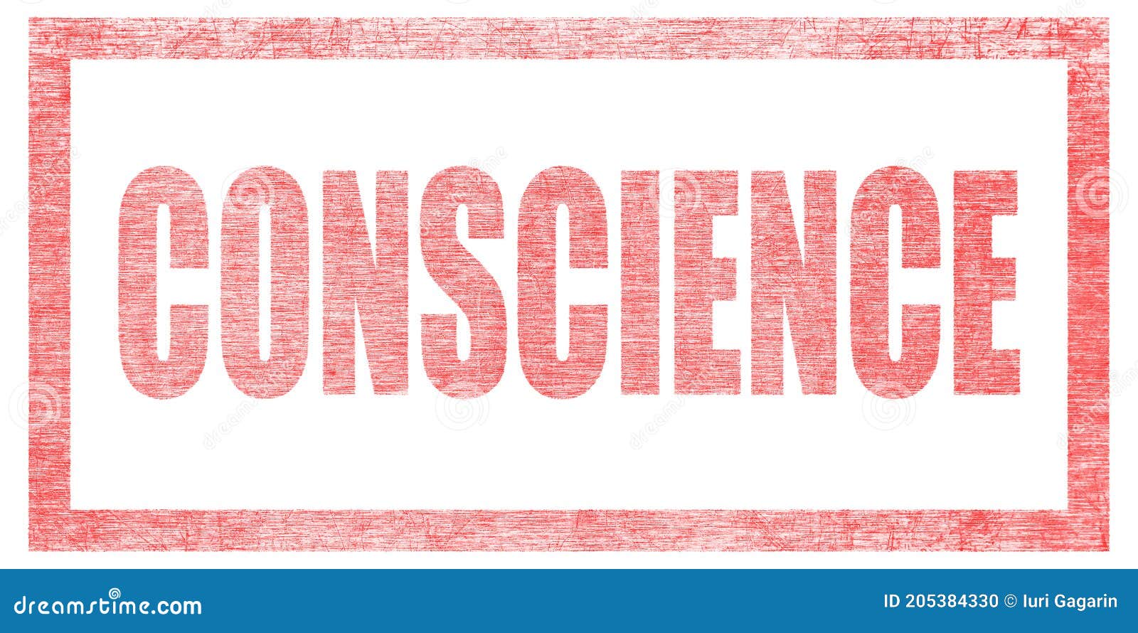 Stamp on a White Background, Isolated. Lettering or Text: CONSCIENCE ...