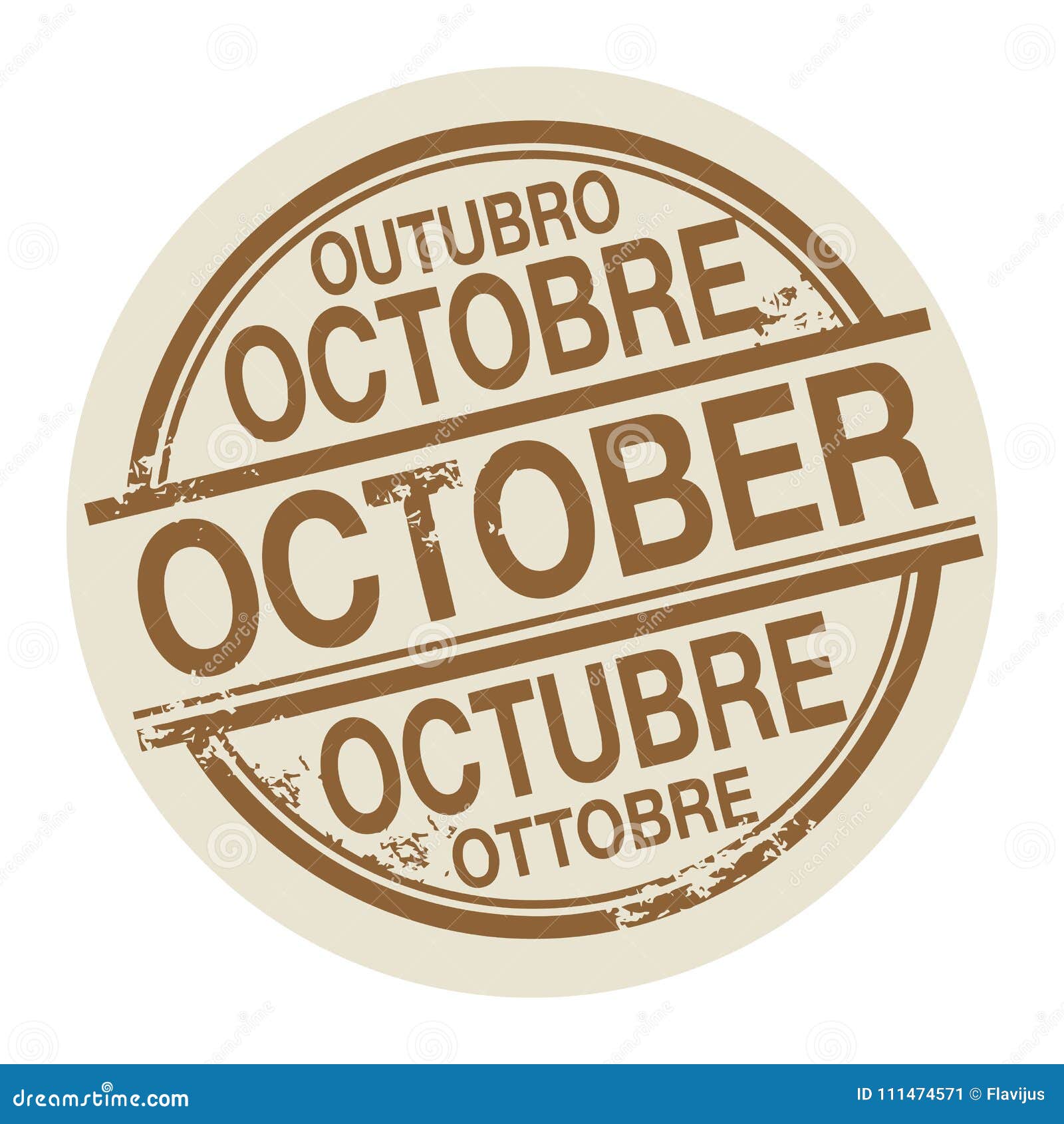 Stamp with the Word October in Different Languages Stock Vector ...