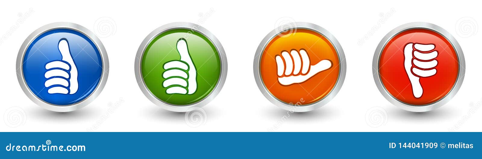 3d Illustration. Icons Green and Blue Thumb Up - Thumb Down Red ...