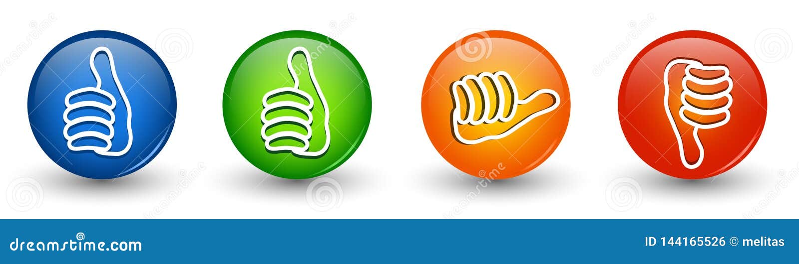 Set Icons Buttons. Thumbs Up Green and Blue - Orange Neutral Thumb ...