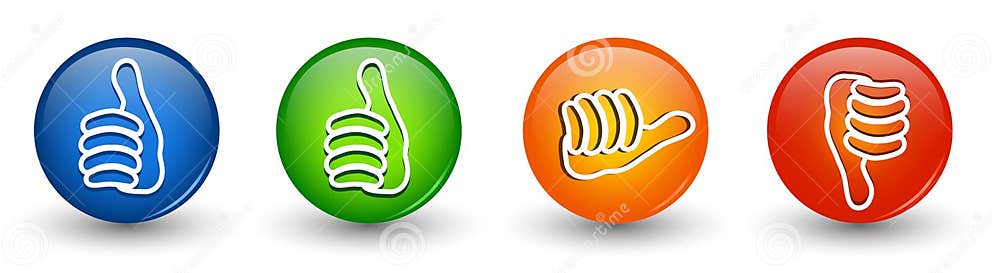 Set Icons Buttons. Thumbs Up Green and Blue - Orange Neutral Thumb ...