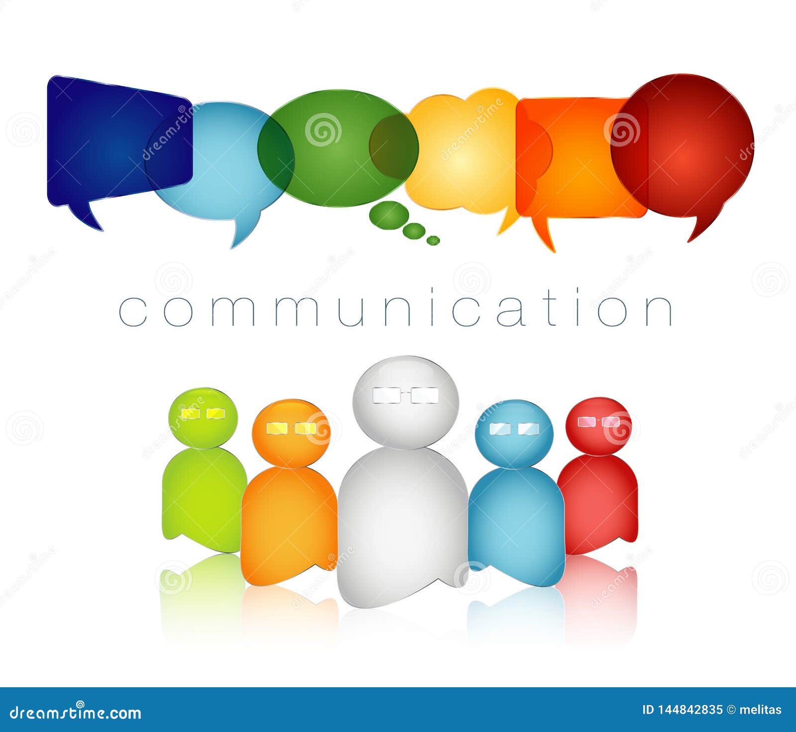 Isolated Speech Bubble Rainbow Colors. Crowd Speaks. Communication Text ...