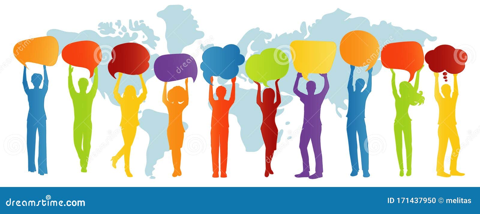 Communication Connection Group of Diverse Multiethnic People.Social ...