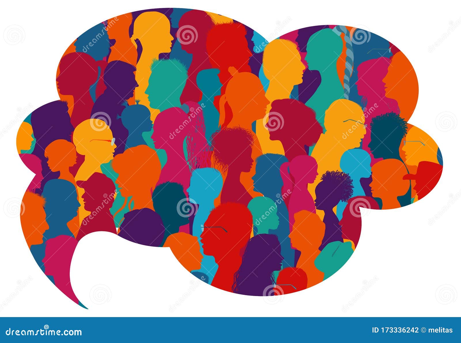 Speech Bubble Shape.Dialogue and Communication Group of Diverse ...
