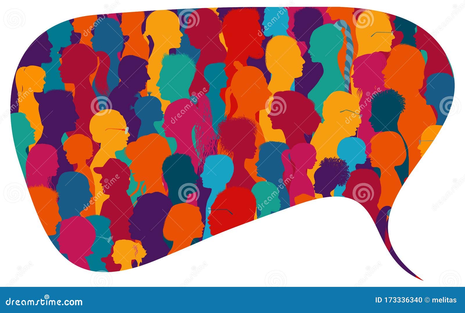 Speech Bubble Shape.Crowd Talking.Dialogue and Communication Group of ...