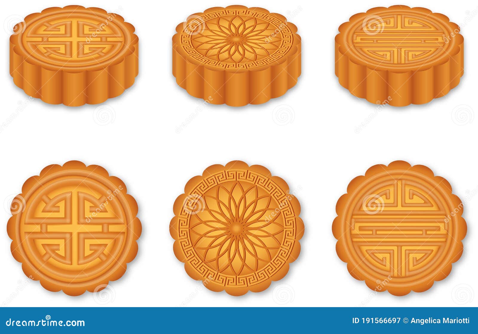 Set of Isolated Chinese Mooncakes. Traditional Cakes of Mid Autumn ...