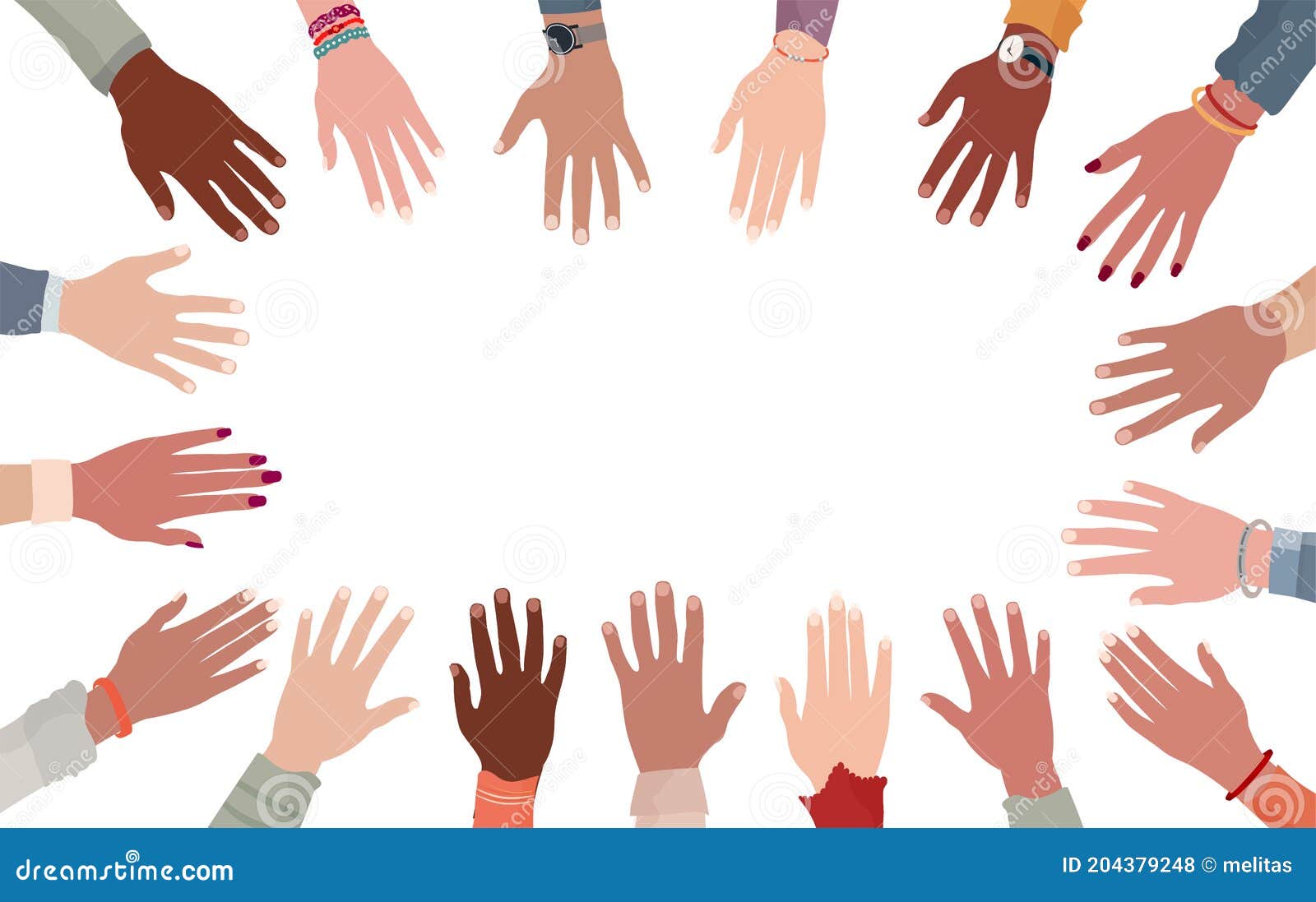 Group Raised Human Arms and Hands.Diversity Multiethnic People. Racial ...