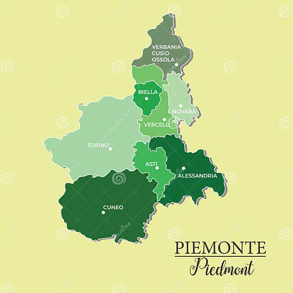 Piedmont Vector Map Divided into Provinces Stock Vector - Illustration ...