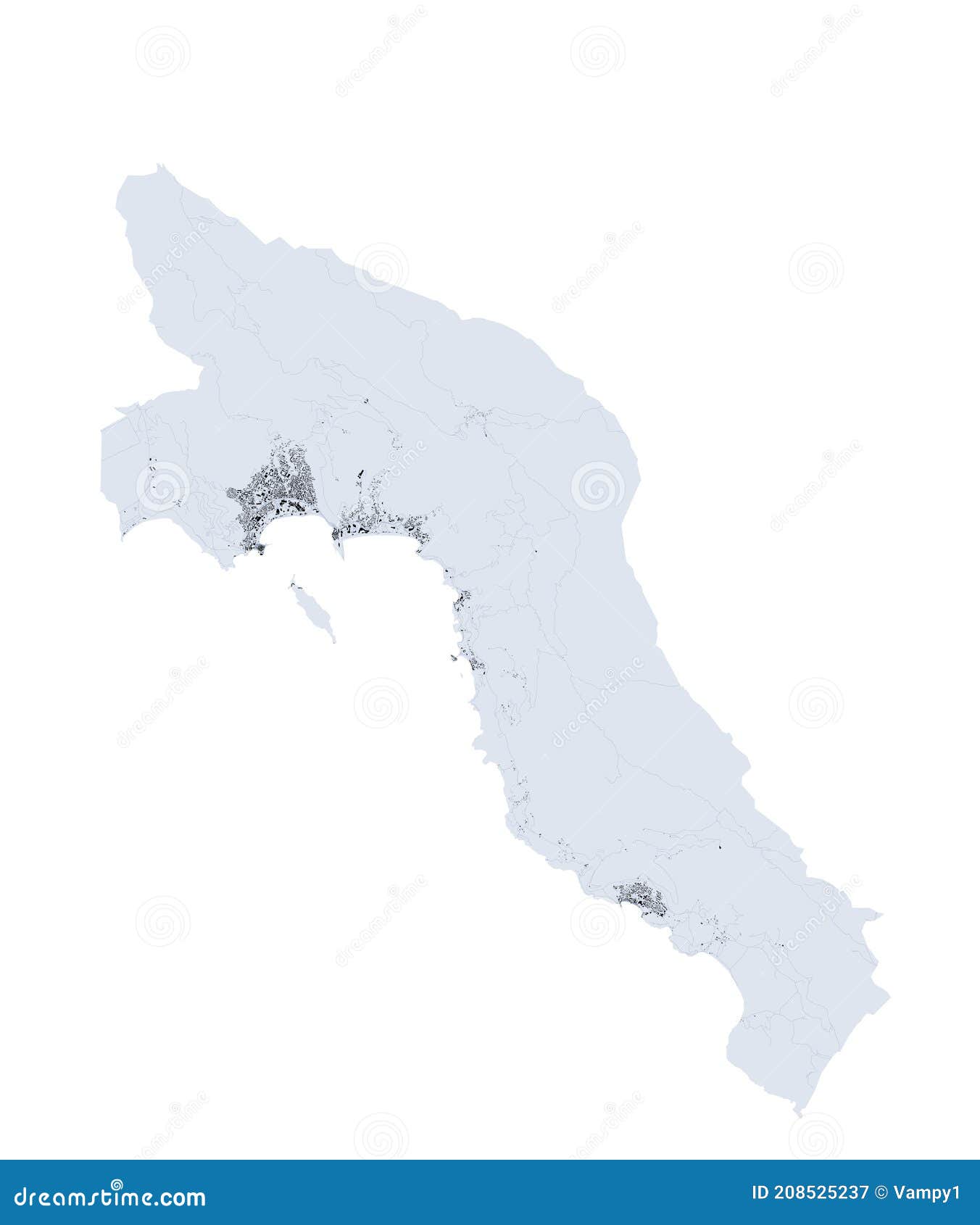 Streets of Budva Municipality City Map. Montenegro Satellite View Stock ...