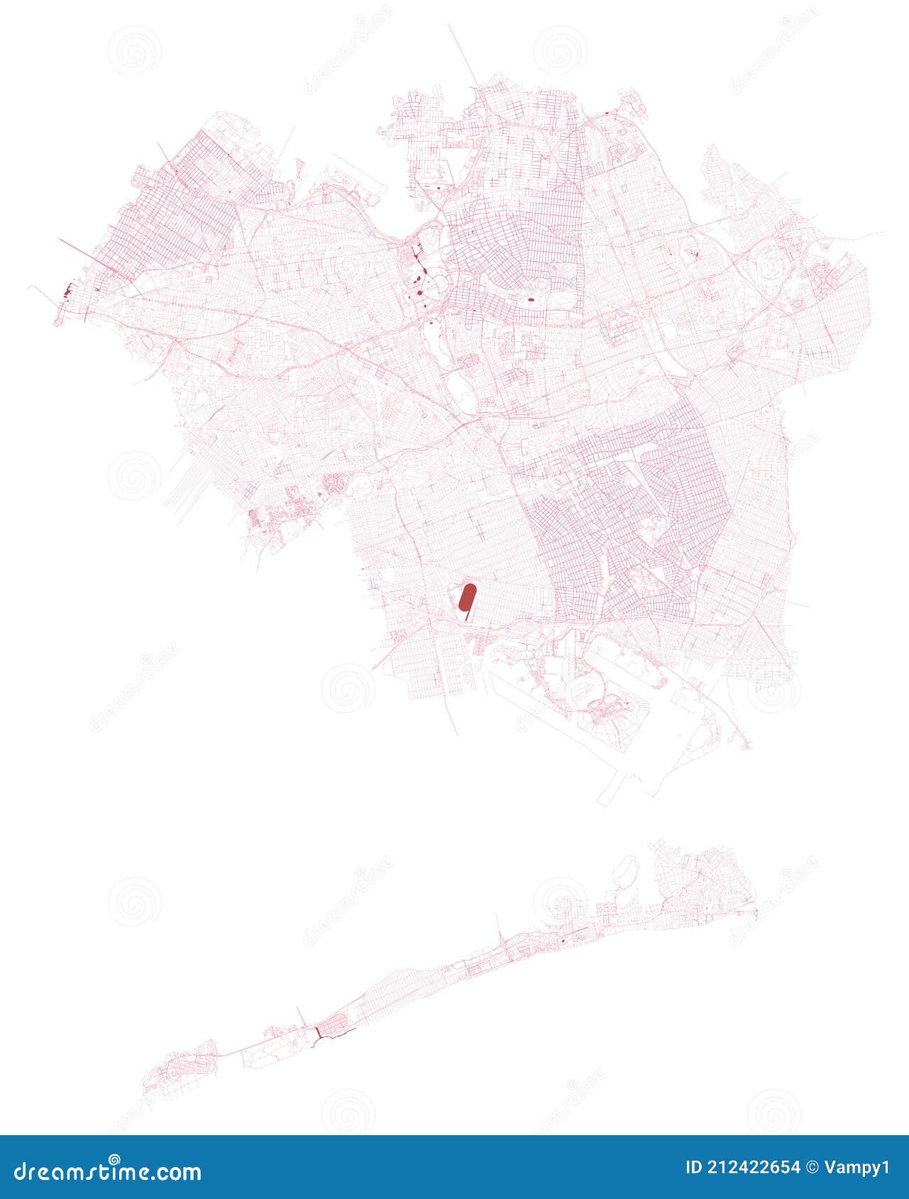 Queens Map, New York City, Streets and District. City Map. Usa Stock ...