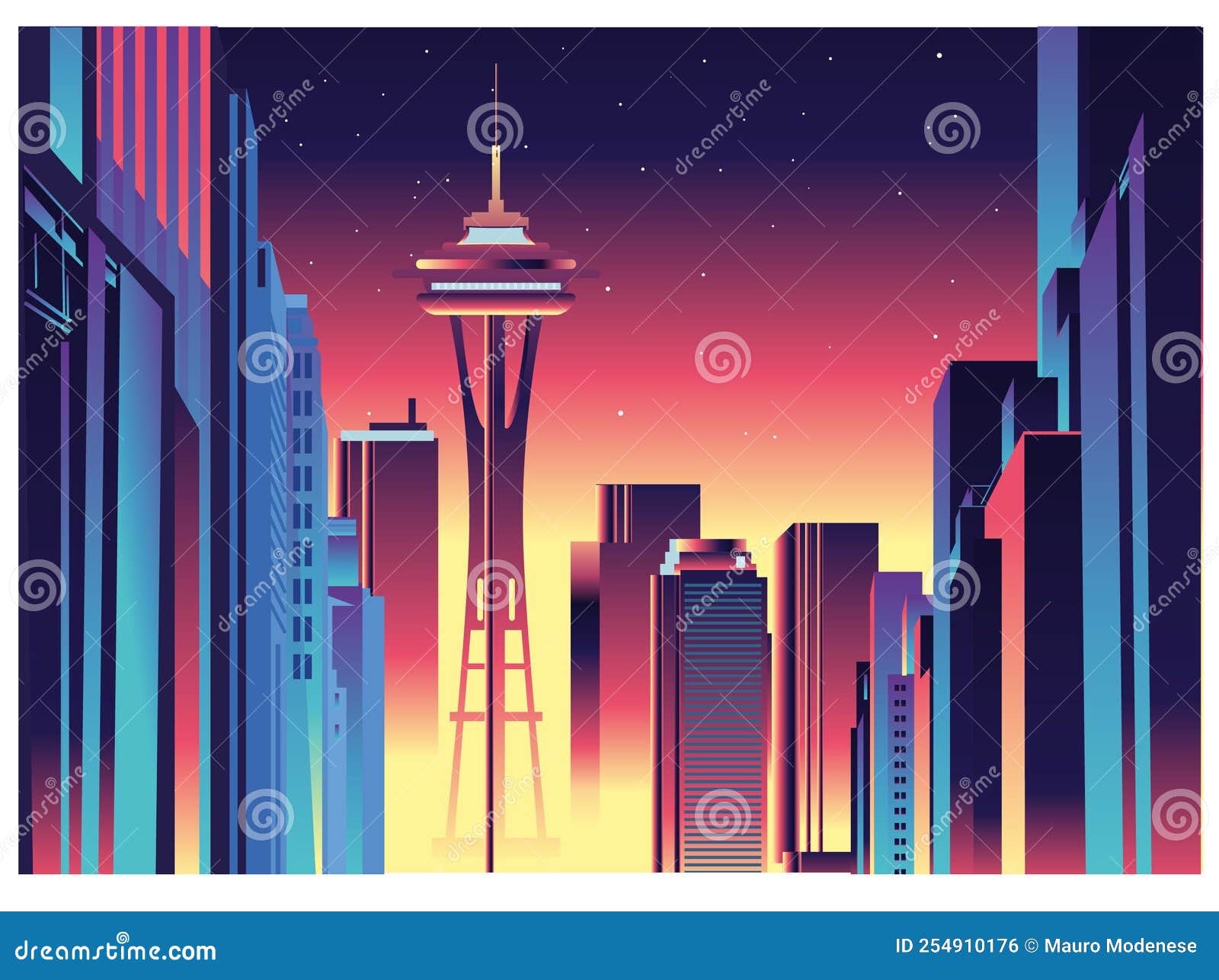 Seattle Washington skyline editorial photo. Illustration of cityscape ...