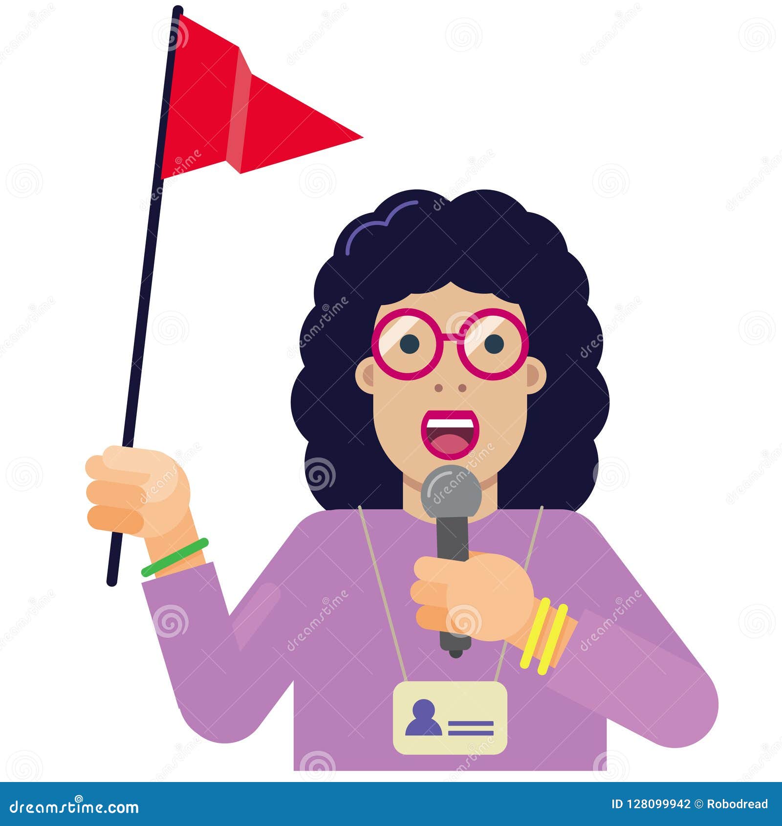 Tourist Guide Flat Icon with Red Flag Stock Vector - Illustration of ...
