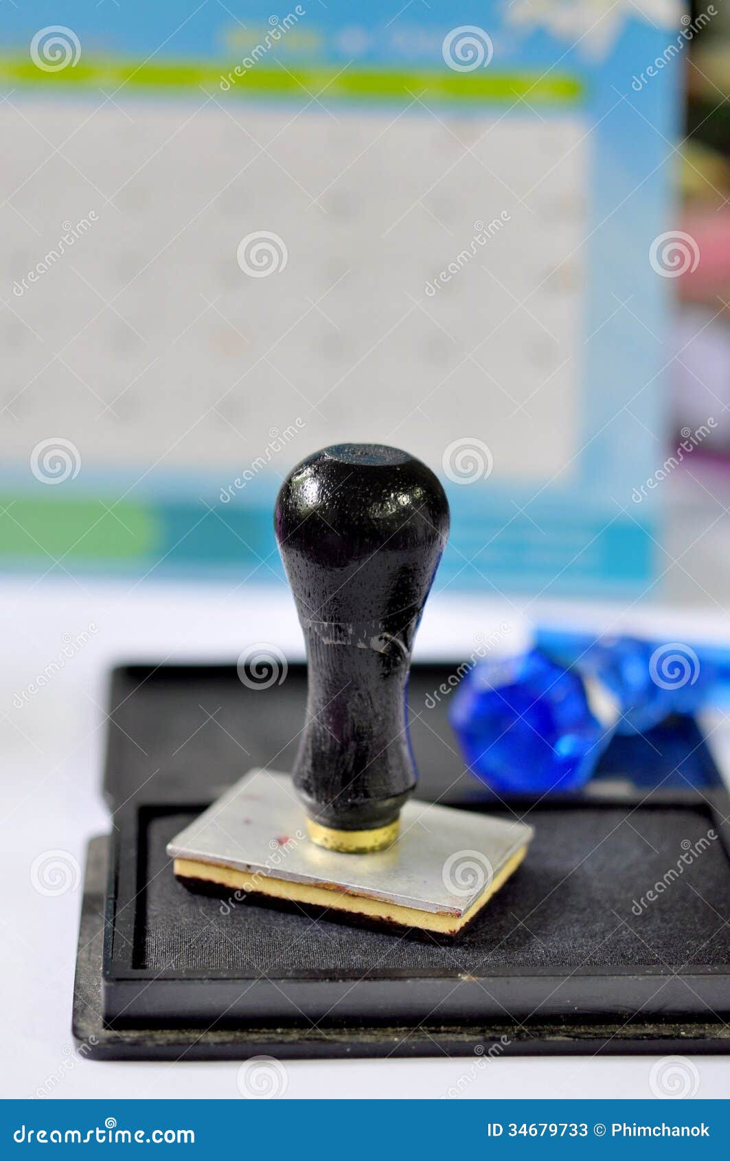 STAMPER with STAMP PAD stock image. Image of guarantee - 34679733