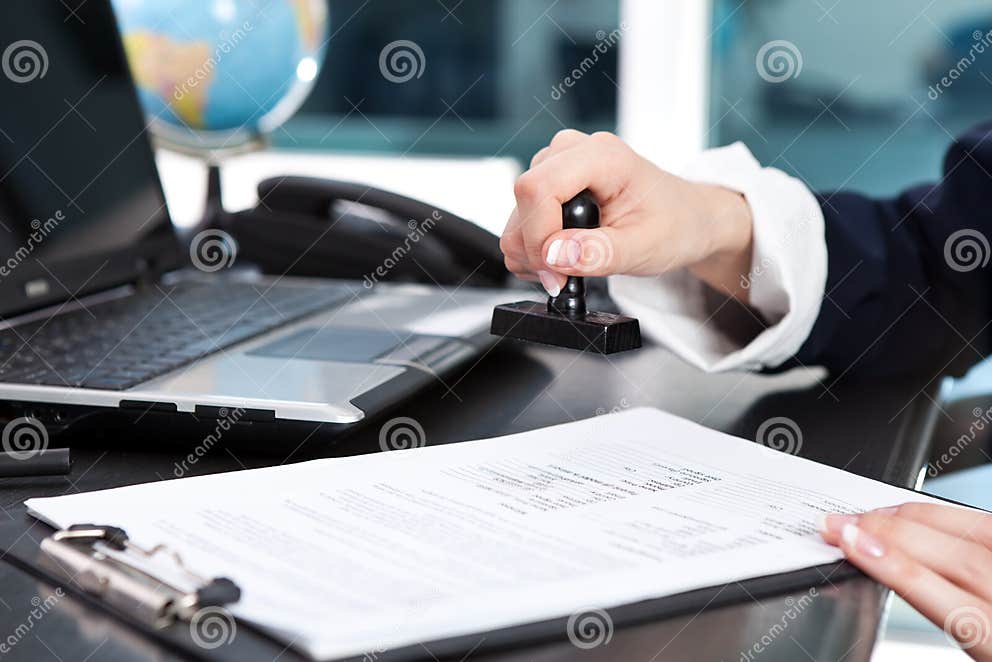 Stamping document stock photo. Image of clerk, certify - 19523222
