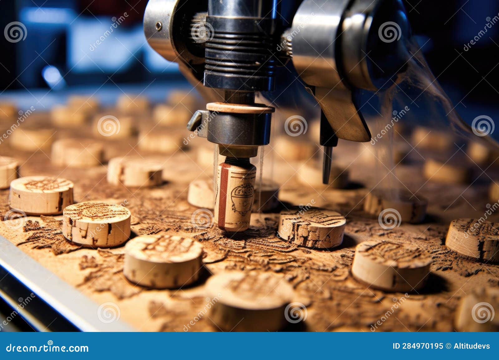 Stamping Machine Imprinting Logos on Corks Stock Illustration ...