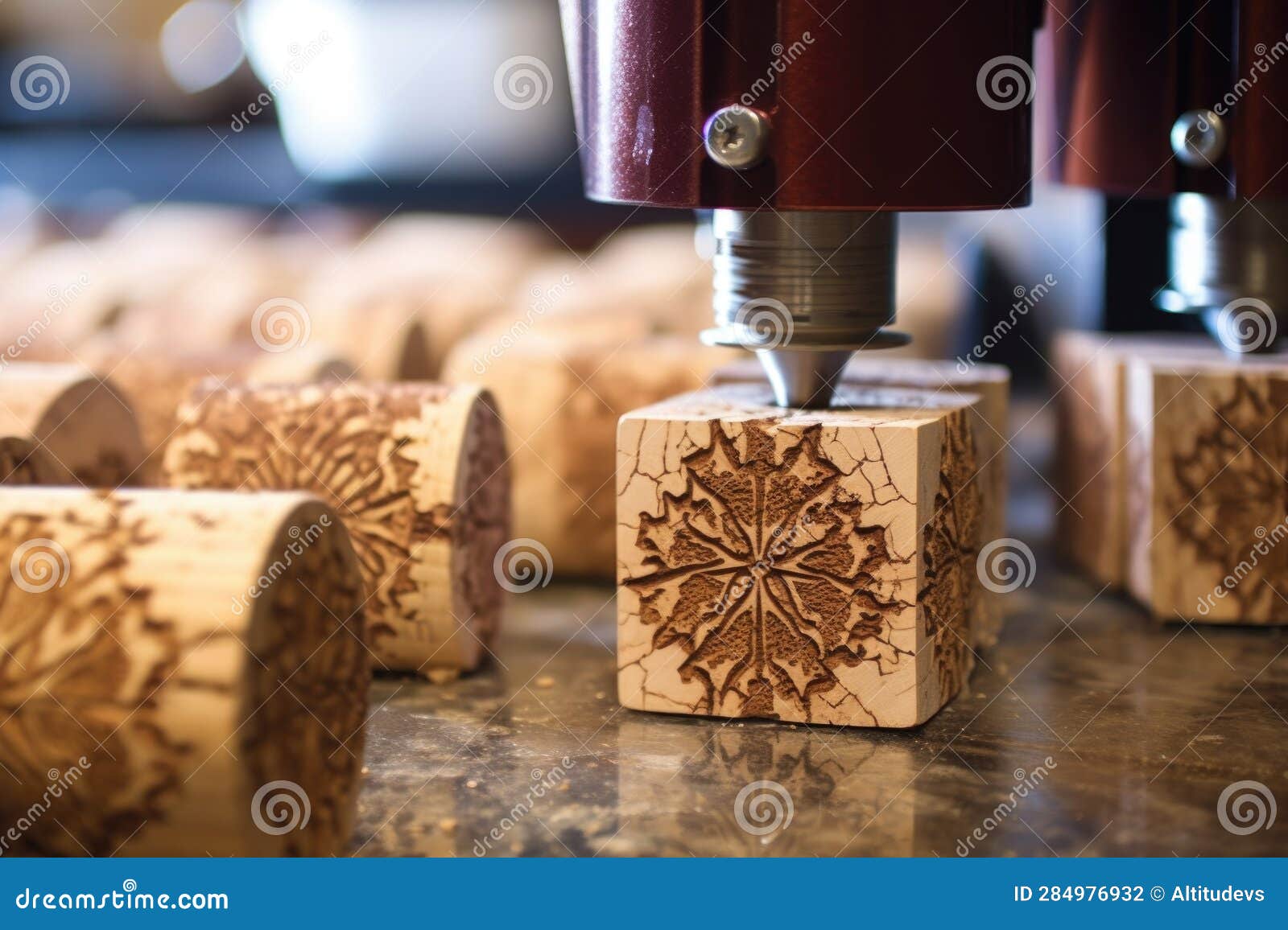 Stamping Machine Imprinting Logos on Corks Stock Illustration ...